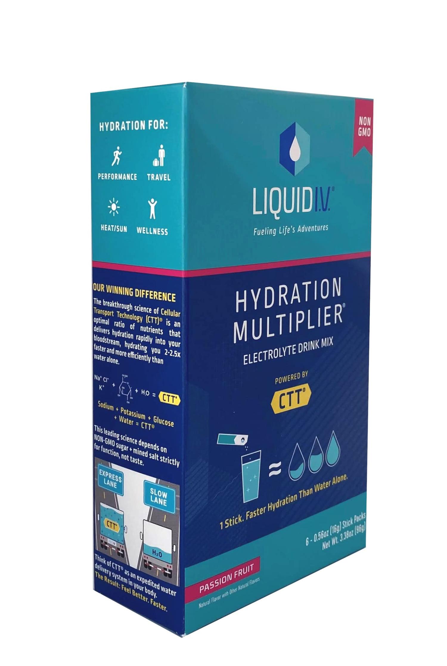 Liquid IV Hydration Powder Passion Fruit 6oz - Fast Hydration Boost ...