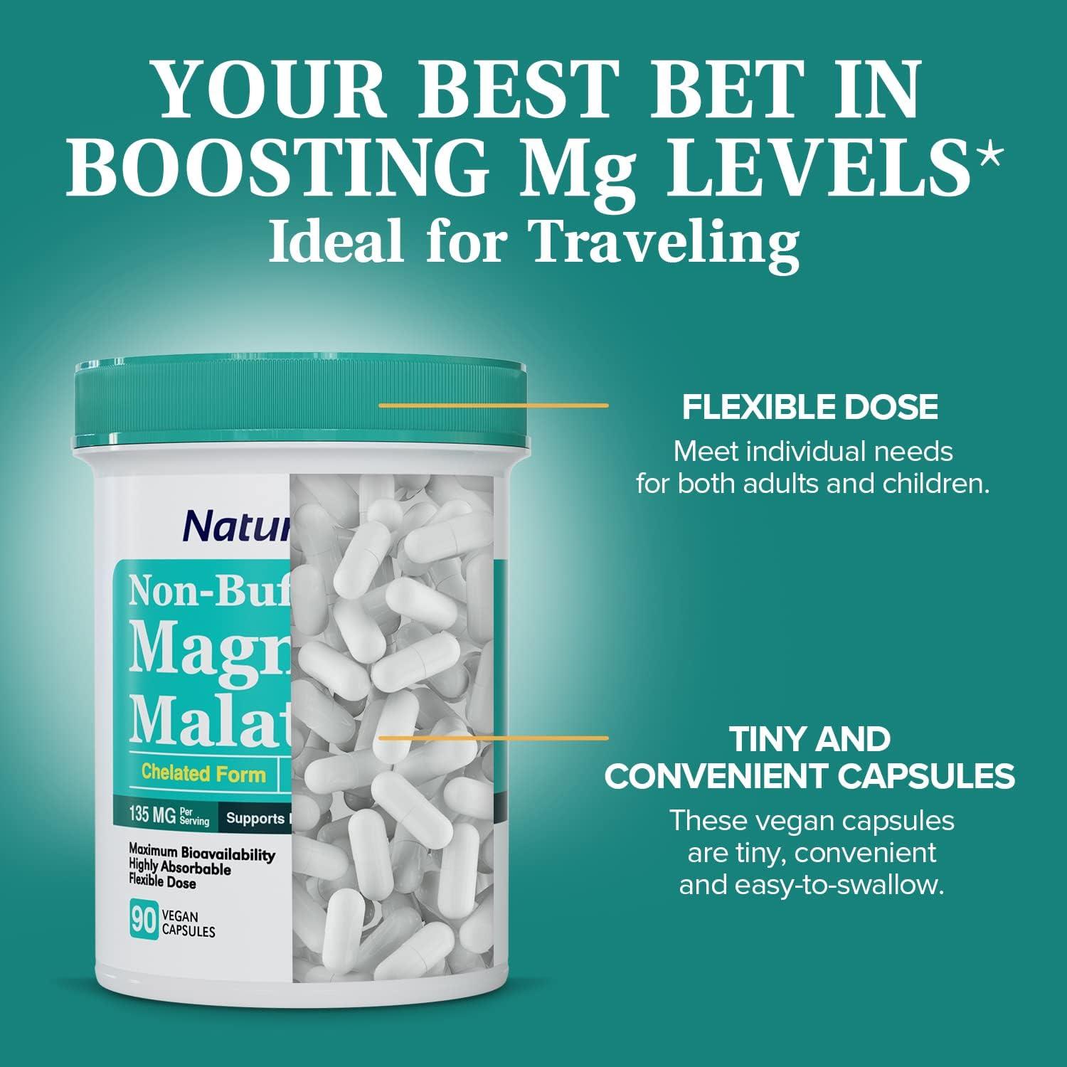 NatureMyst Chelated Magnesium Malate Capsules for Energy & Muscle ...