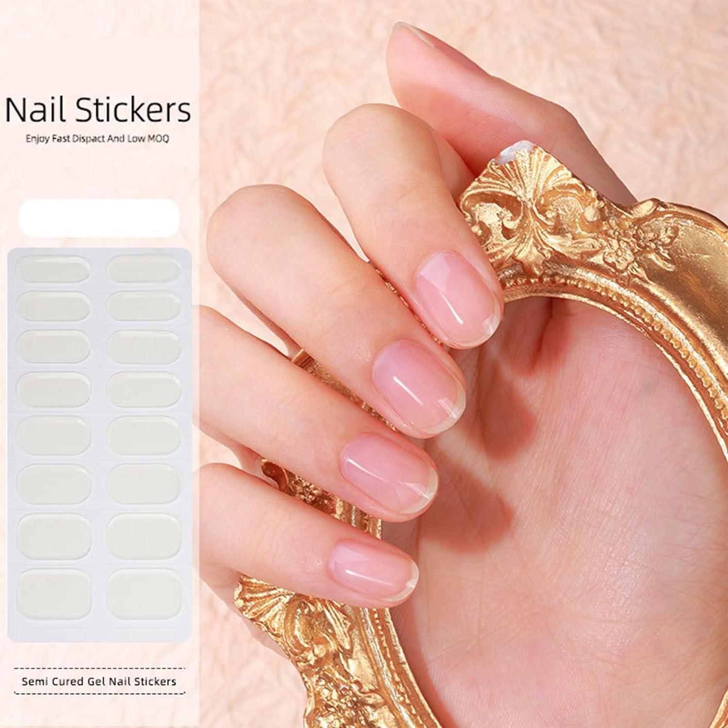 Semi Cured Gel Nails Strips - 16cps Stickers Nail Wraps Soft Self ...