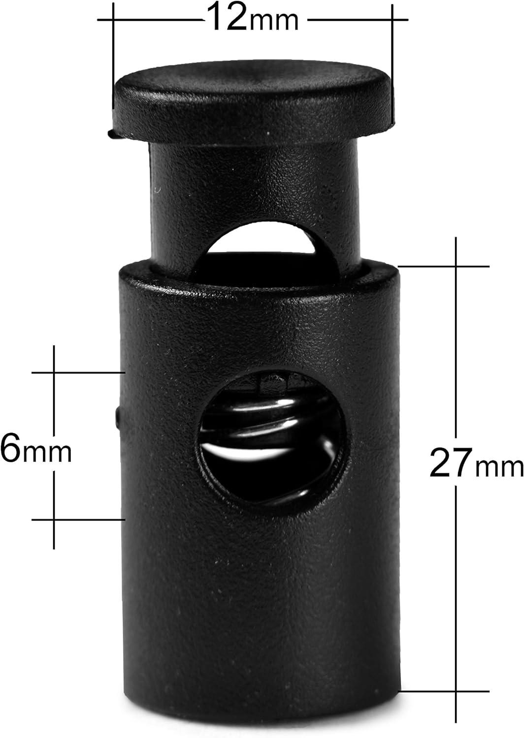 12-Pack Black Plastic Cord Locks - Single Hole Spring Loaded Toggle ...