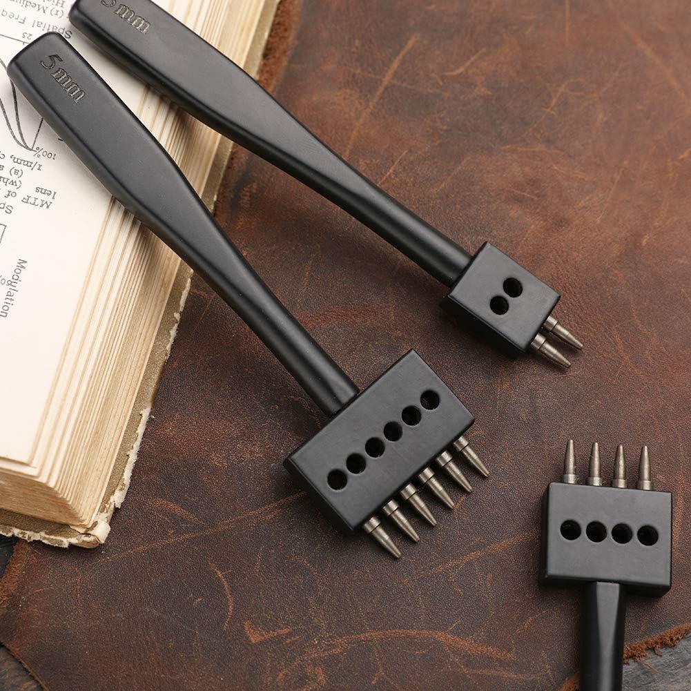 DIUDUS Black Leather Prong Punch Tool - 2/4/6 Prong 5mm Lacing ...