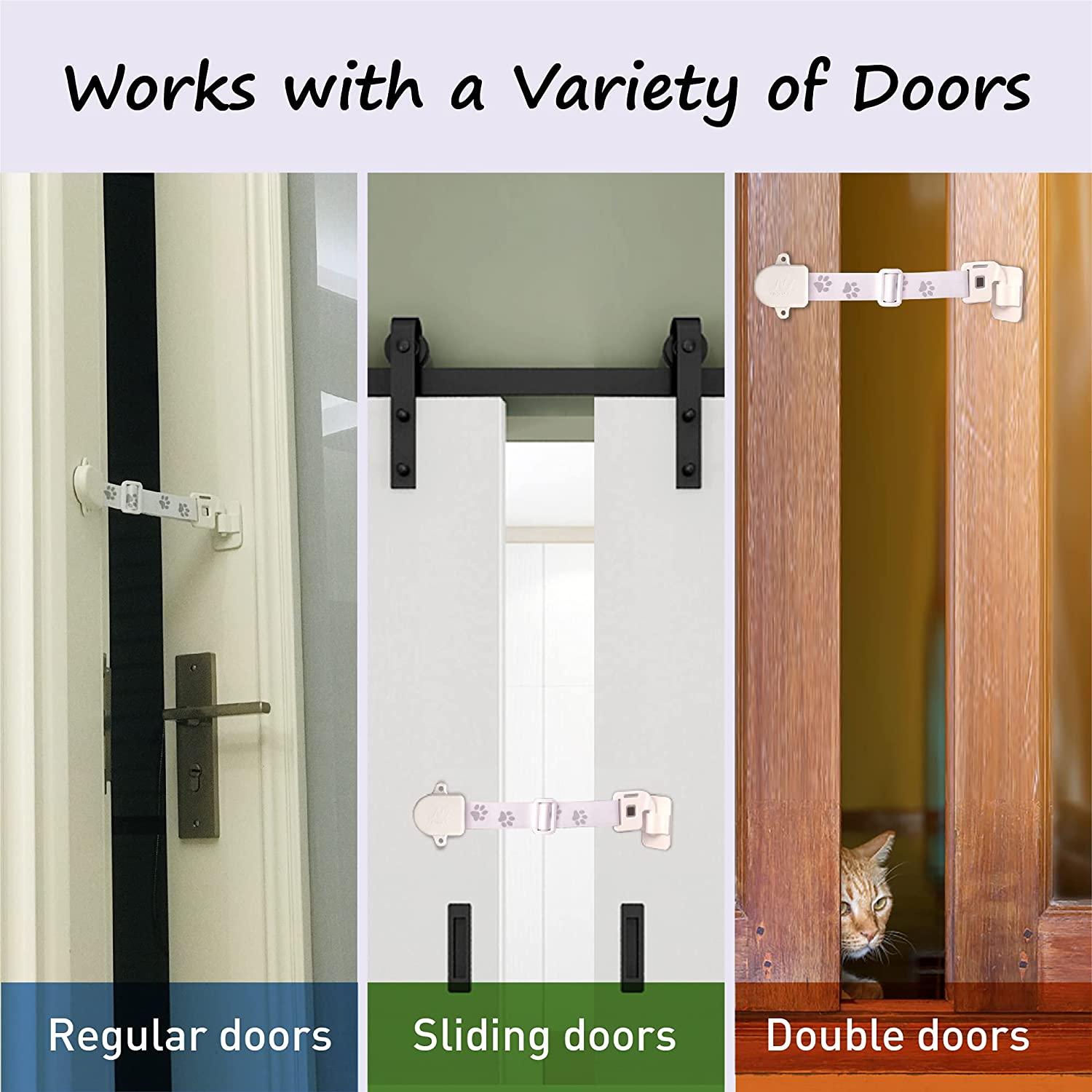 Neobay Adjustable Door Strap and Latch for Cats - Pet Proof Litter Box ...