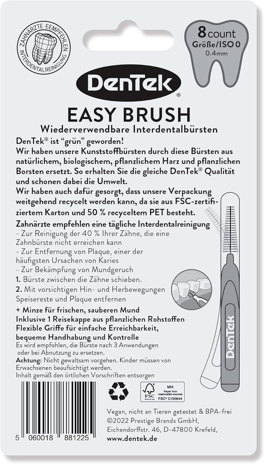 Dentek Eco EasyBrush Interdental Brush ISO 0 - 8 Pieces 0.4mm Mega Fine ...
