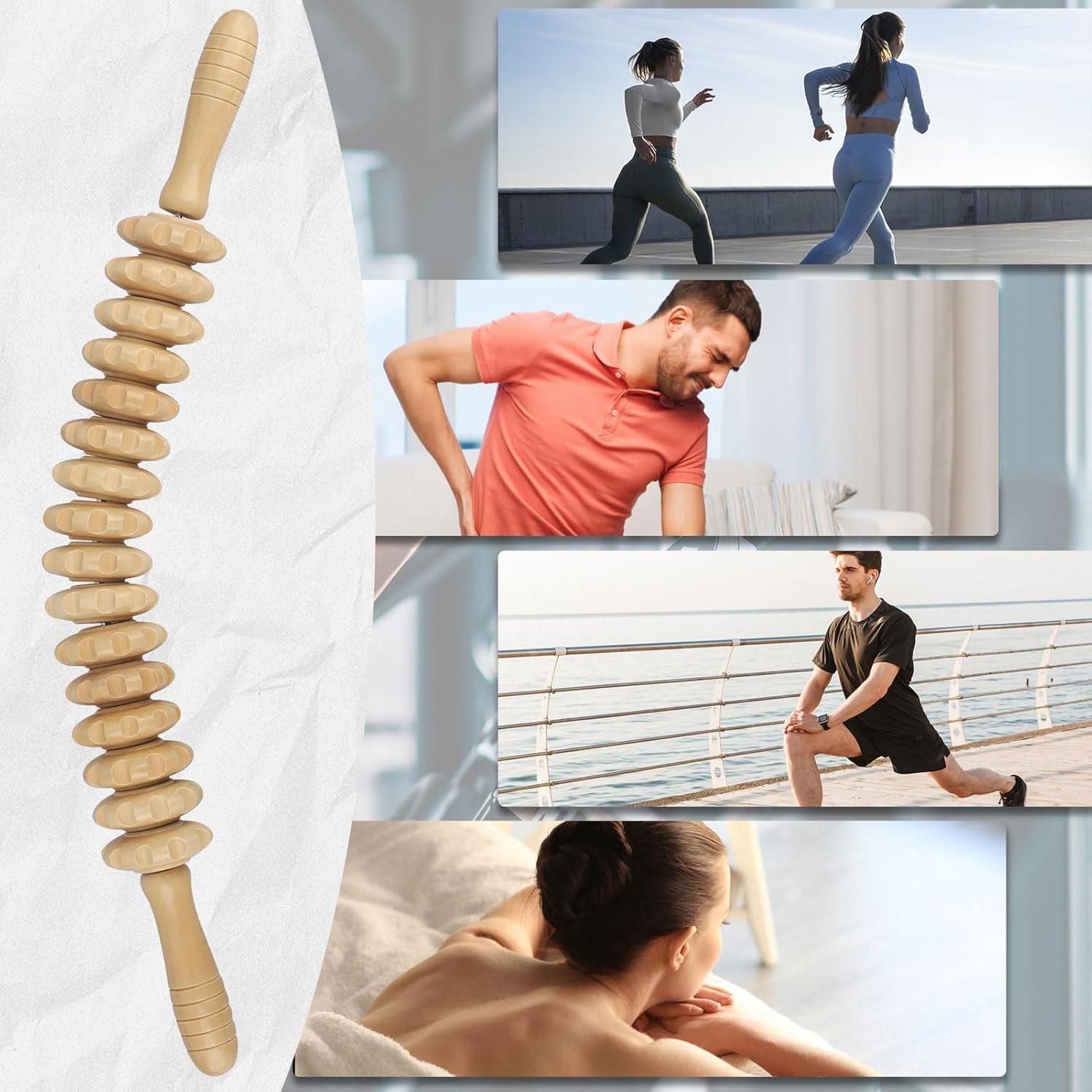 Altamenjor Wooden Fascia Roll - Gua Sha Massage Roller for Muscle ...