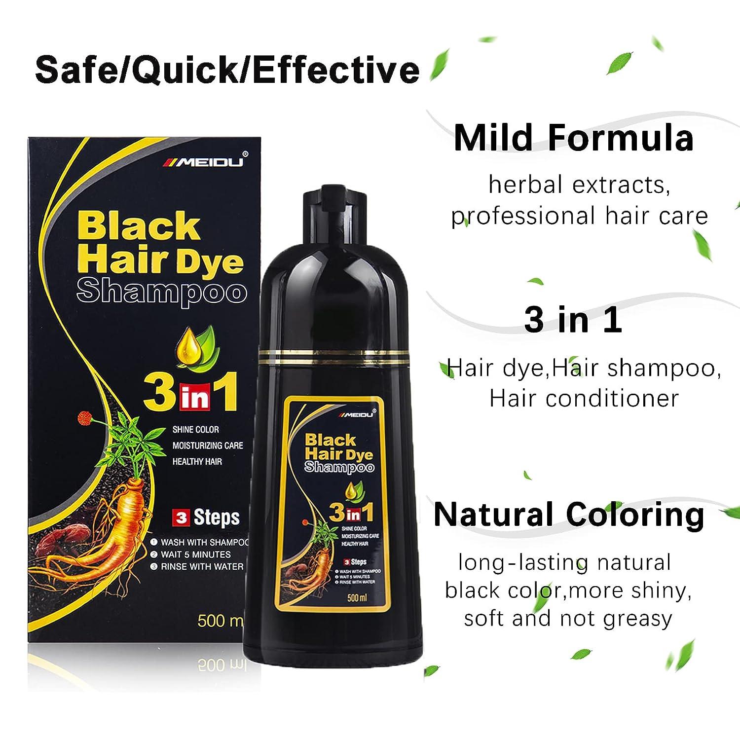 Lymznus Herbal Black Hair Dye 3-in-1 500ML - Instant Black Hair Shampoo ...