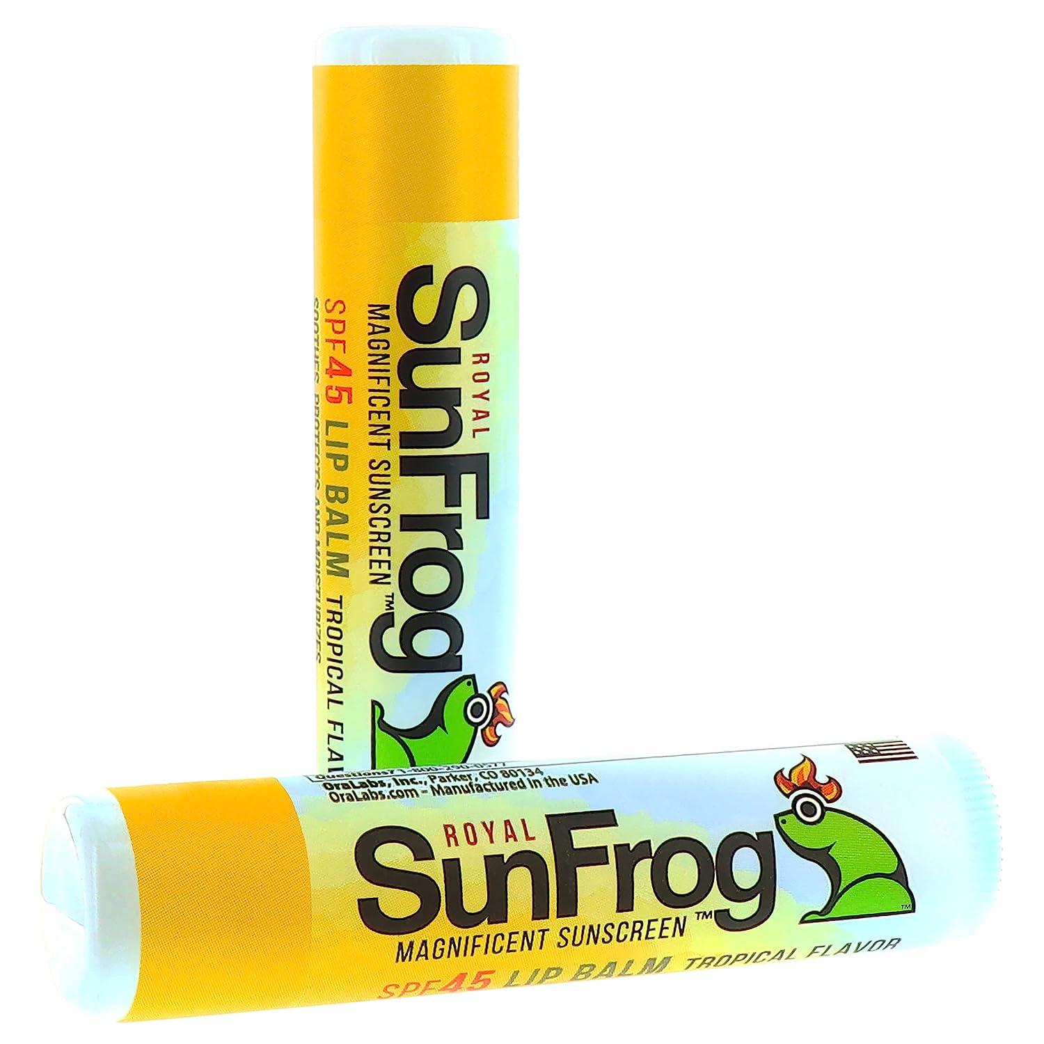 Royal SunFrog Tropical Lip Balm with SPF 45 - 2-Pack for Sun Protection, Soothing & Moisturizing ...