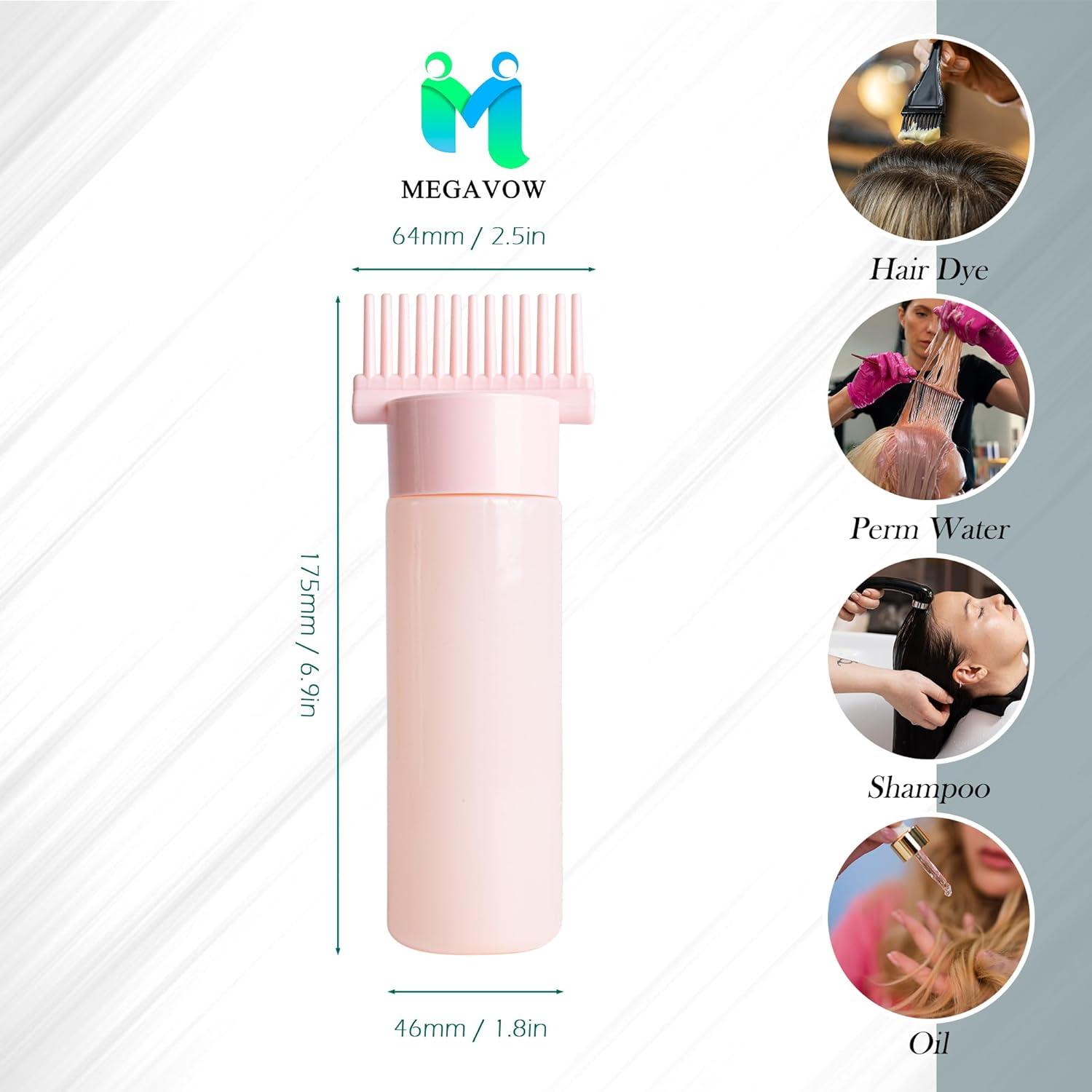MEGAVOW 3 Packs Root Comb Applicator Bottle 180ml Squeeze Shampoo Brush ...