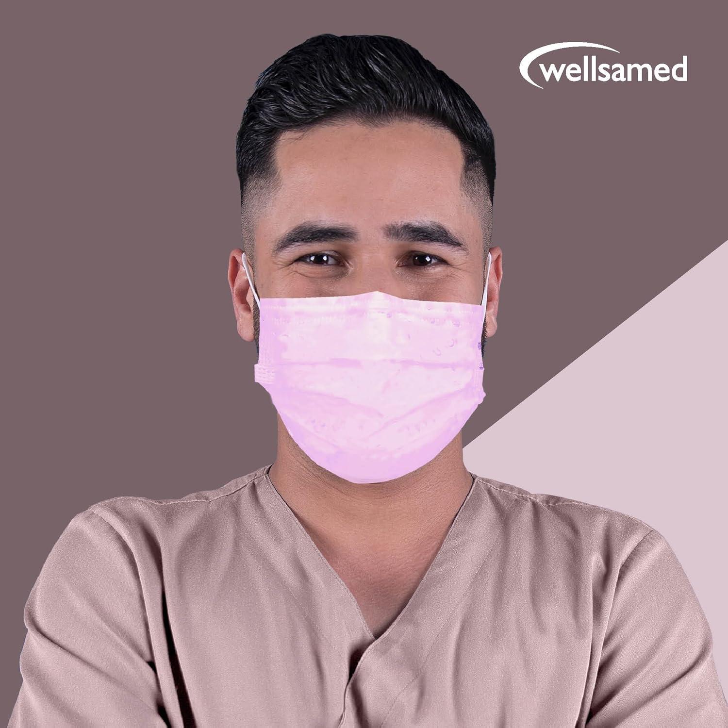 Wellsamed Wellsamask 50 Pack Pink Medical Face Masks Type IIR - Elastic Band Single Colour ...