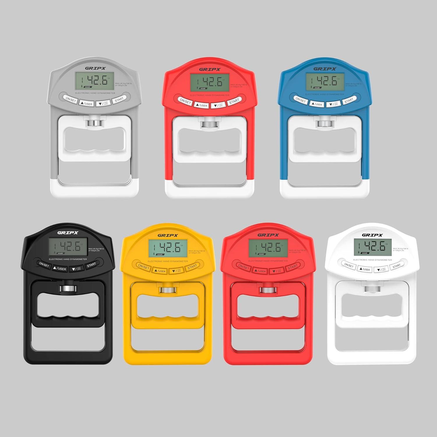 GRIPX Digital Hand Dynamometer - Accurate Grip Strength Meter Up to 198 lbs / 90 kg | Automatic ...