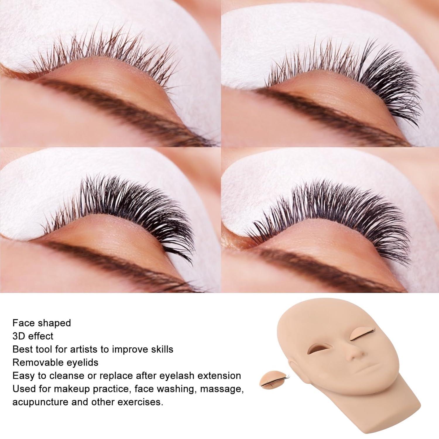 3D Face Eyelash Extension Practice Model | Removable Eyelids Makeup ...