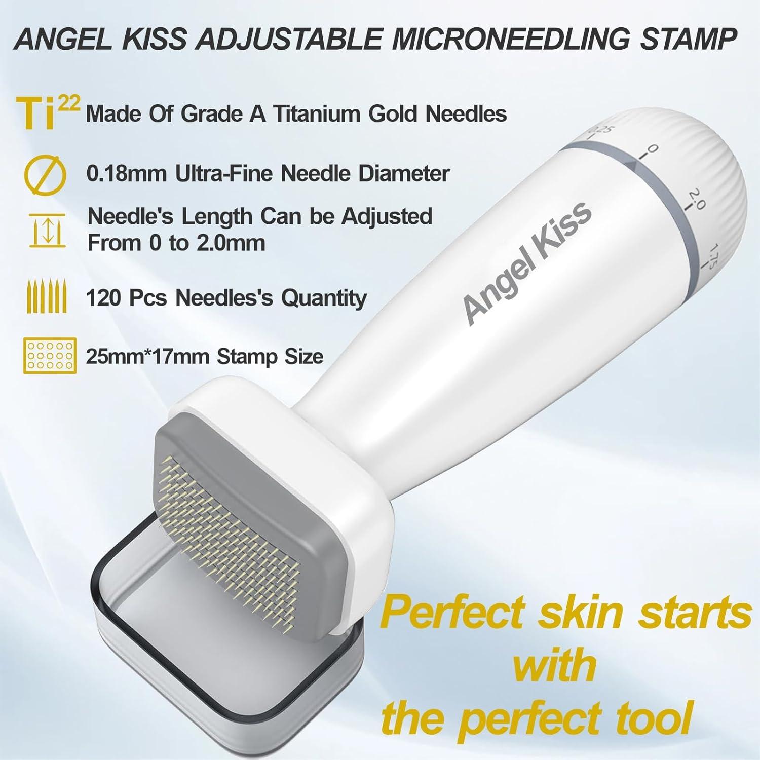 Angel Kiss Microneedling Stamp - 120 Titanium Needles - 0-2.0mm ...