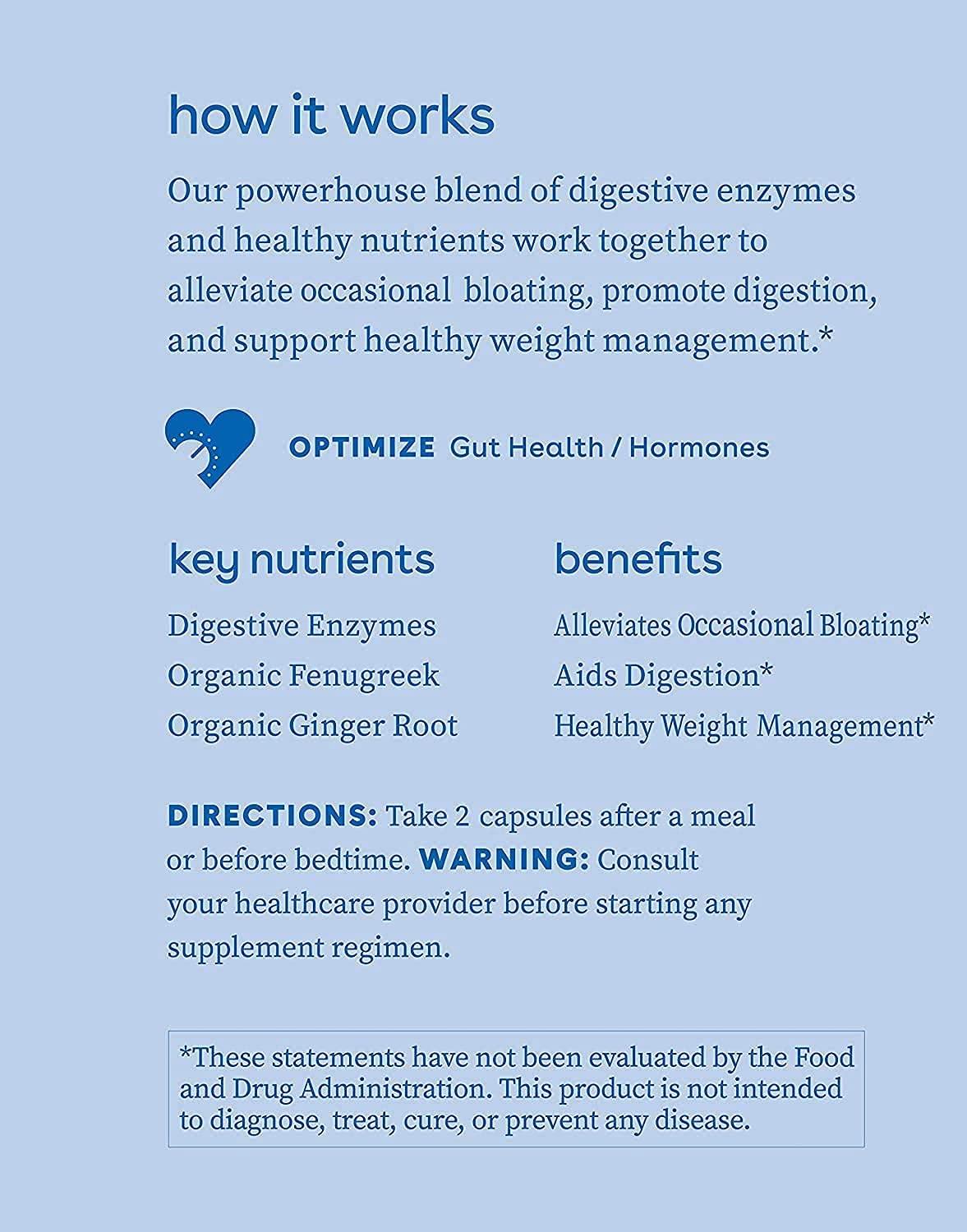Love Wellness Bye Bye Bloat Digestive Enzymes Supplement 60 Capsules