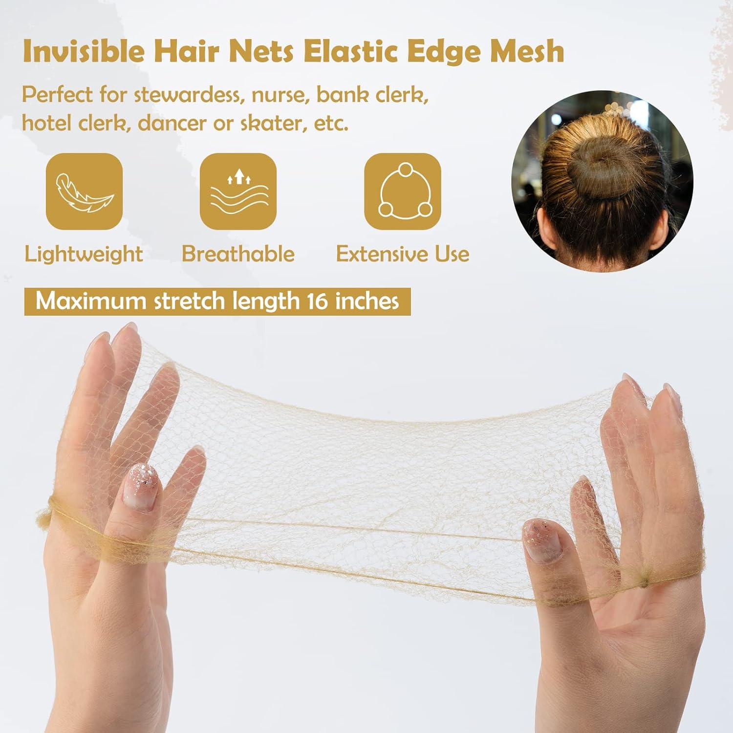 Prouskey 20pcs Blonde Hair Nets for Women - Invisible Elastic Mesh Bun ...