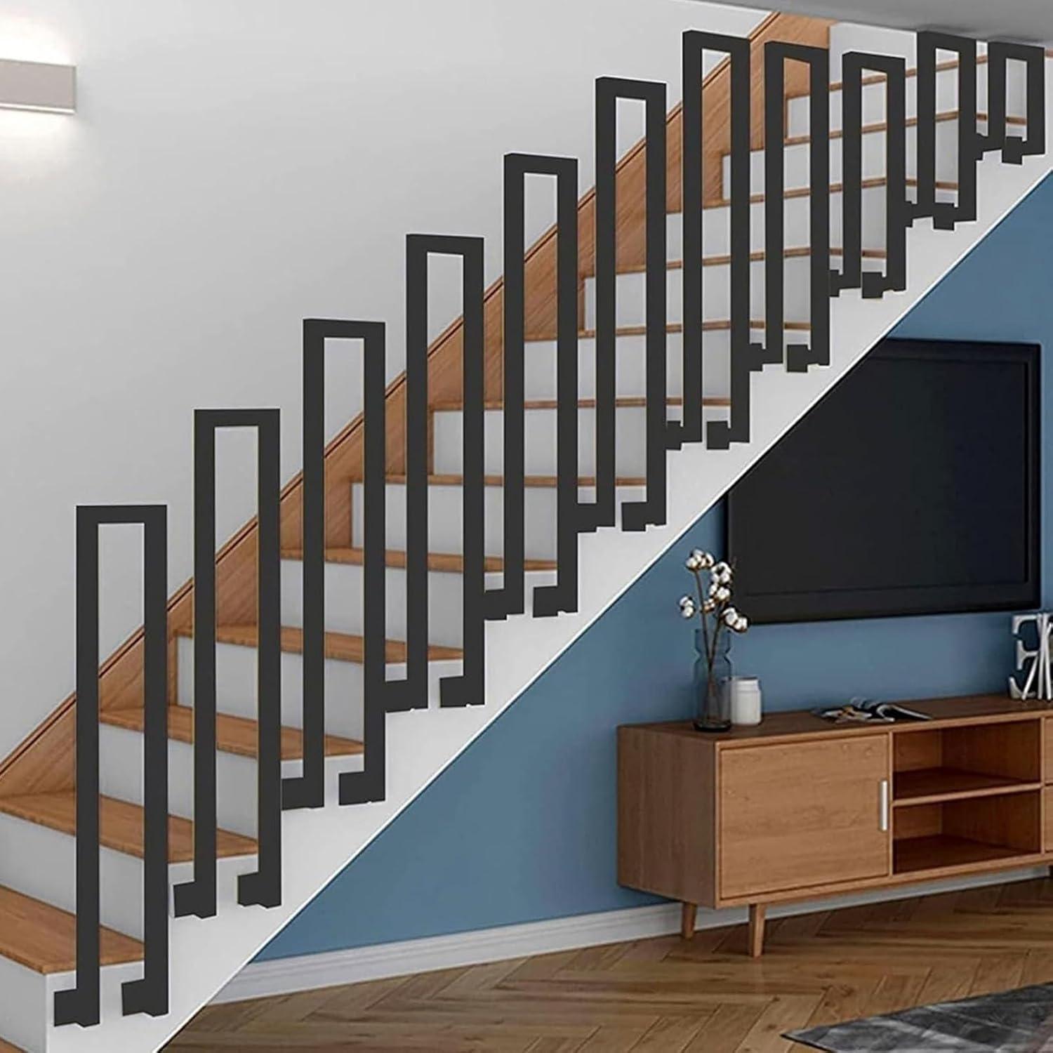 Square Tube Indoor Stair Handrail Corridor Support Rod U-Shaped Side ...