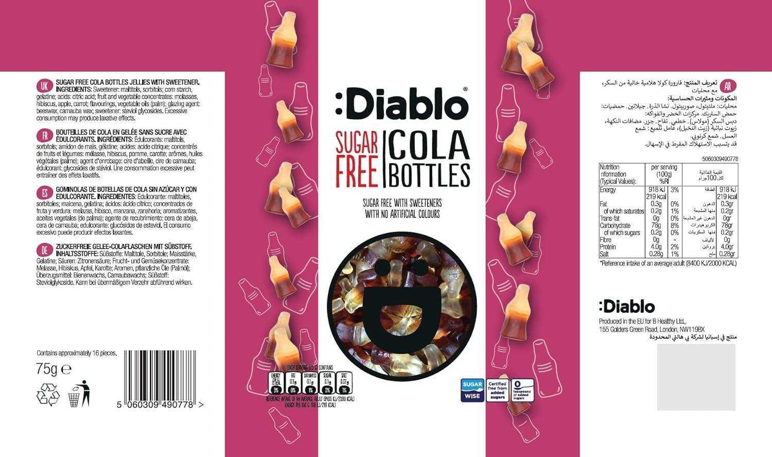Diablo COLA Bottles Flavoured Toffees | Sugar Free | Sweetened with ...