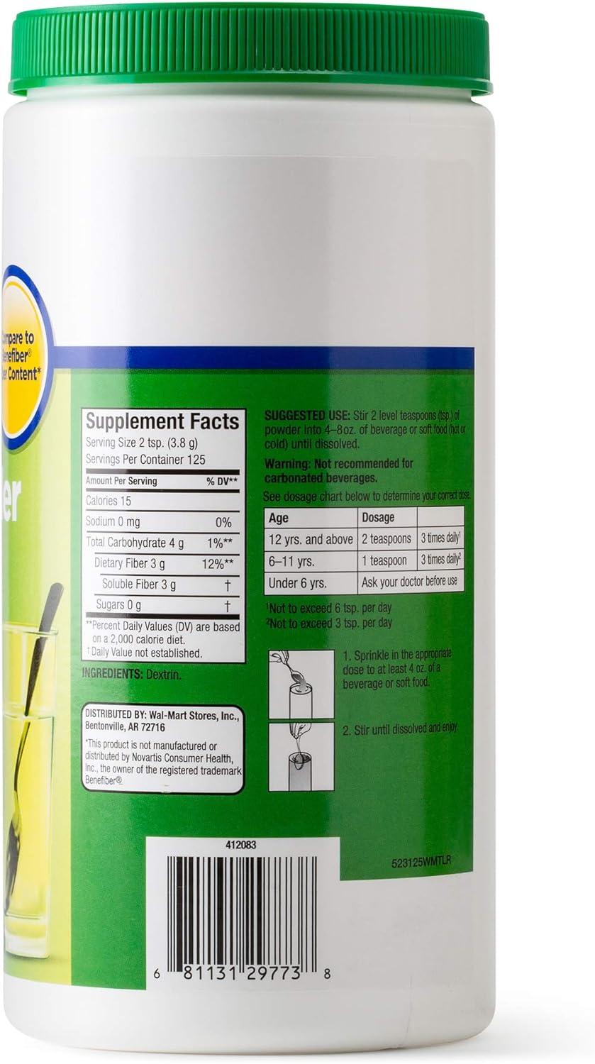 Equate Clear Soluble Fiber Powder - 125 Servings, 16.7 oz (2 Pack ...