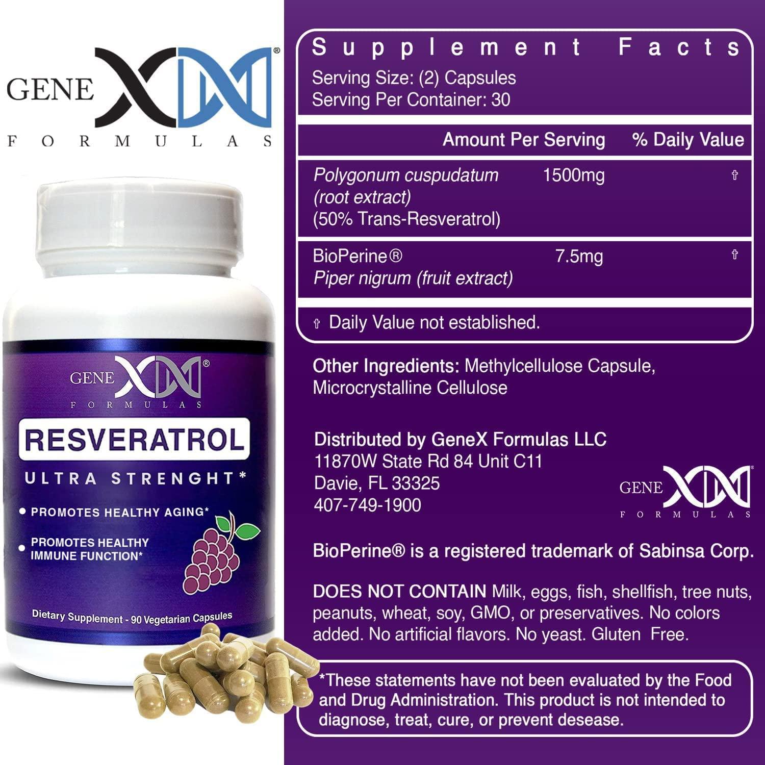 GENEX 1500mg Resveratrol with BioPerine | Organic Trans-Resveratrol ...