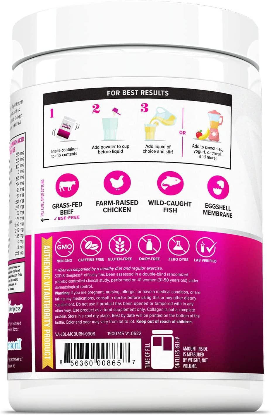 Multi Collagen Burn with Hyaluronic Acid, Vitamin C, SOD B Dimpless ...