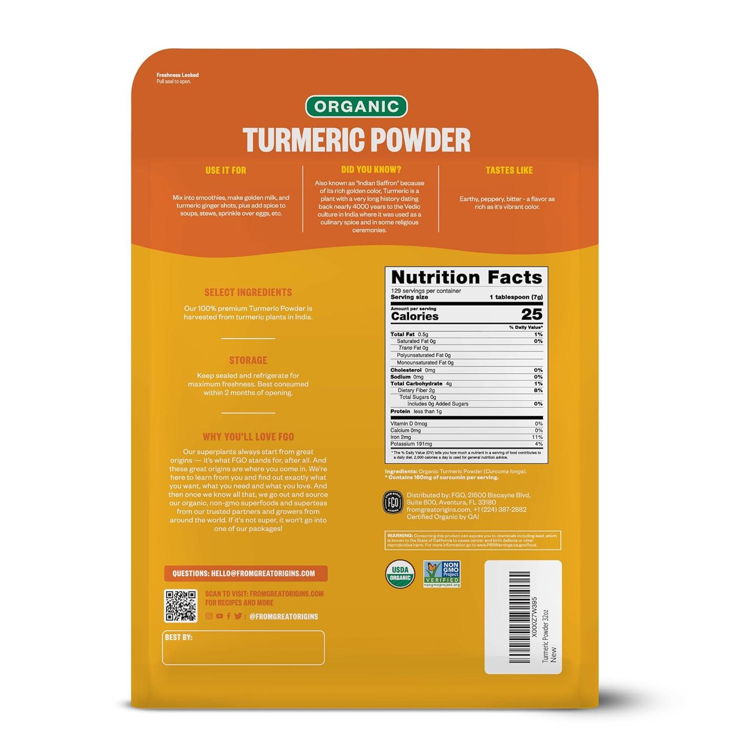 Organic Turmeric Root Powder with Curcumin | Lab Tested for Purity ...