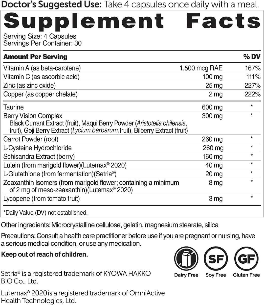 Dr. Whitaker Vision Essentials Gold - 120 Capsules for Optimal Eye ...