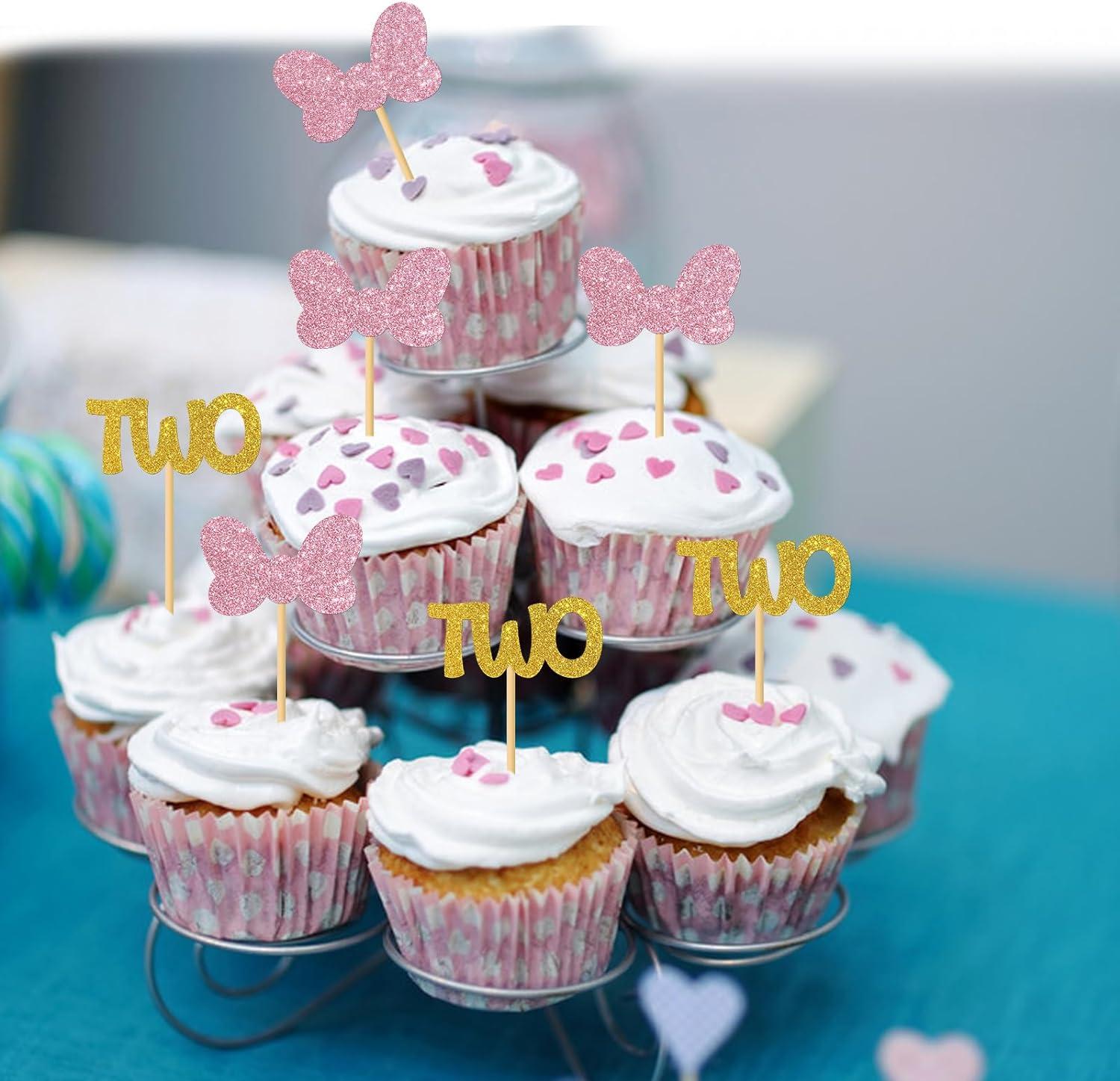 MonMon & Craft Minnie Two Cupcake Toppers/Girls Children 2nd Birthday ...