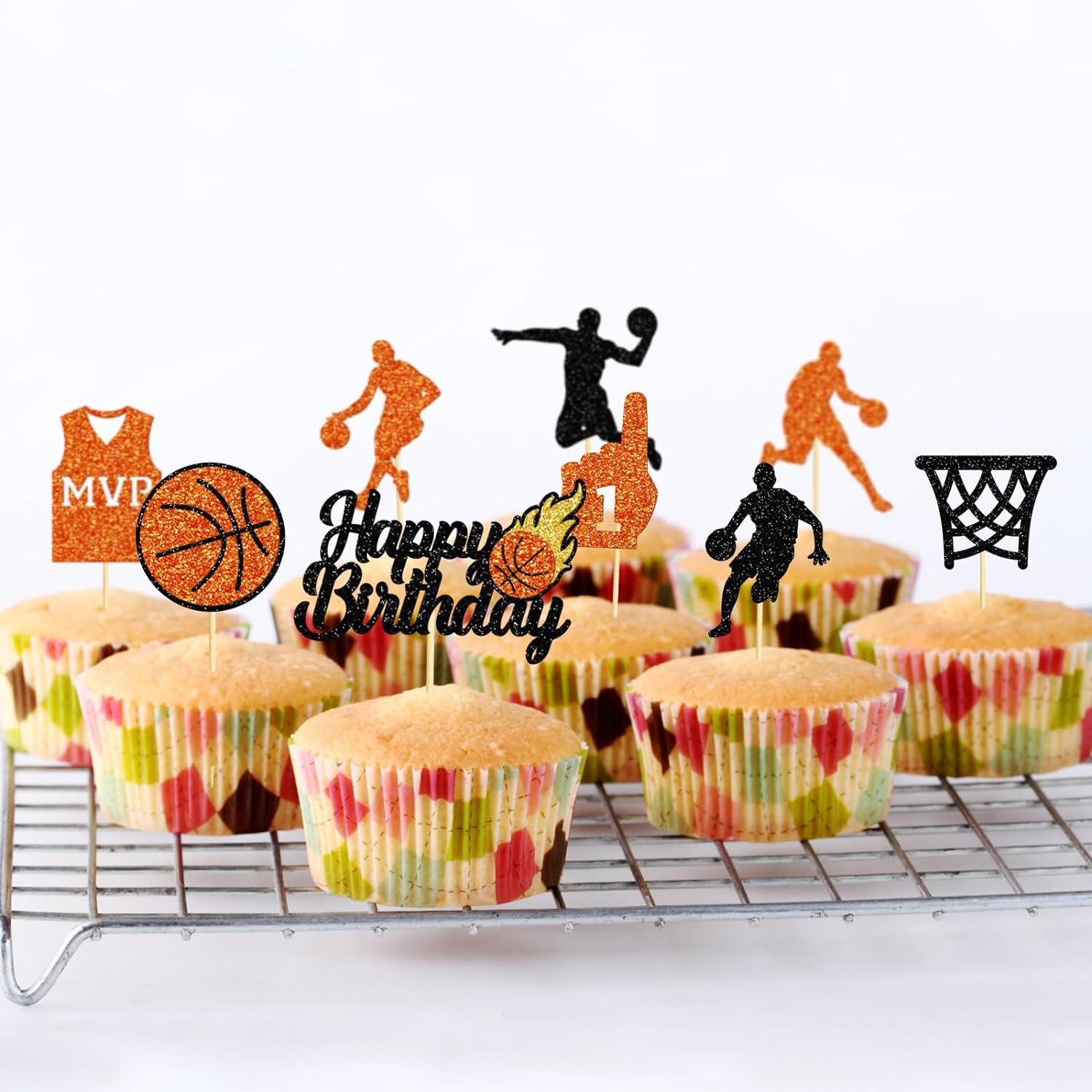 Basketball Cupcake Toppers Basketball Cake Decorations Sports Cupcake ...