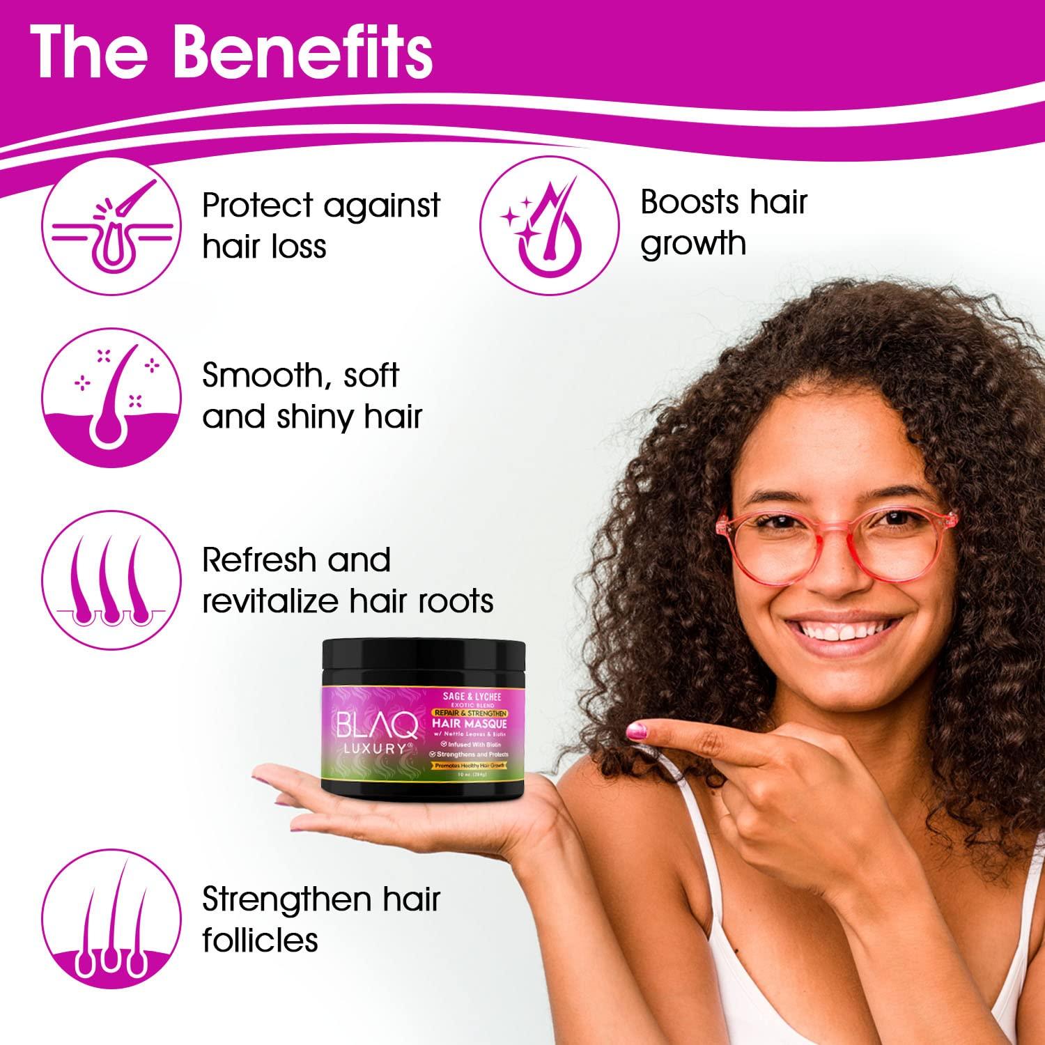 Blaq Luxury Sage & Lychee Hair Masque - Anti-Breakage Treatment with ...