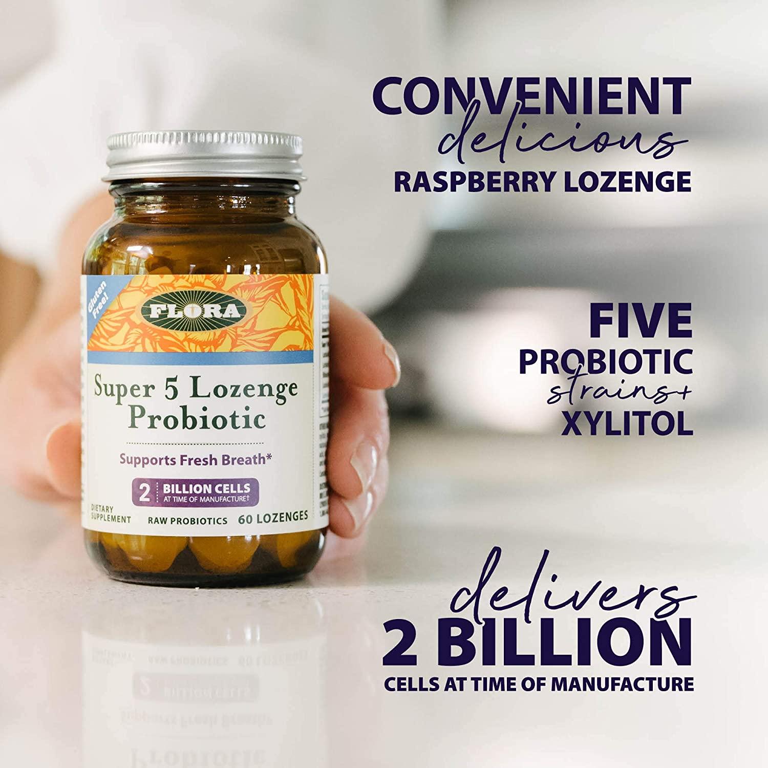 Flora Super 5 Probiotic Lozenges - 2 Billion Cells, 60 Count | Buy Now ...