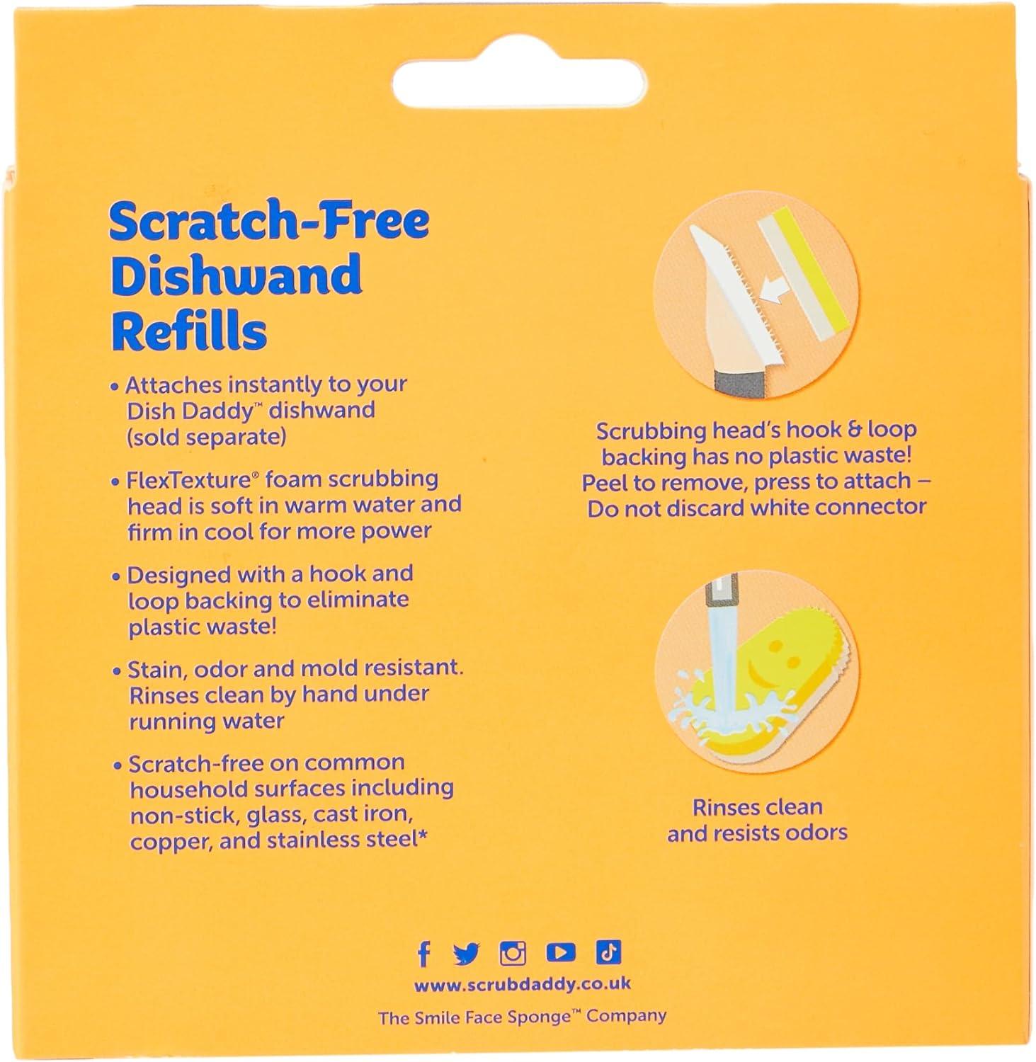 Scrub Daddy Dish Daddy Dish Wand x2 Refill Heads - Compatible with Soap ...