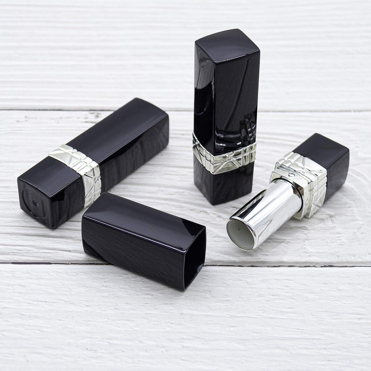 10 Pack Black Empty Lipstick Tubes DIY Lip Balm Containers - Square ...