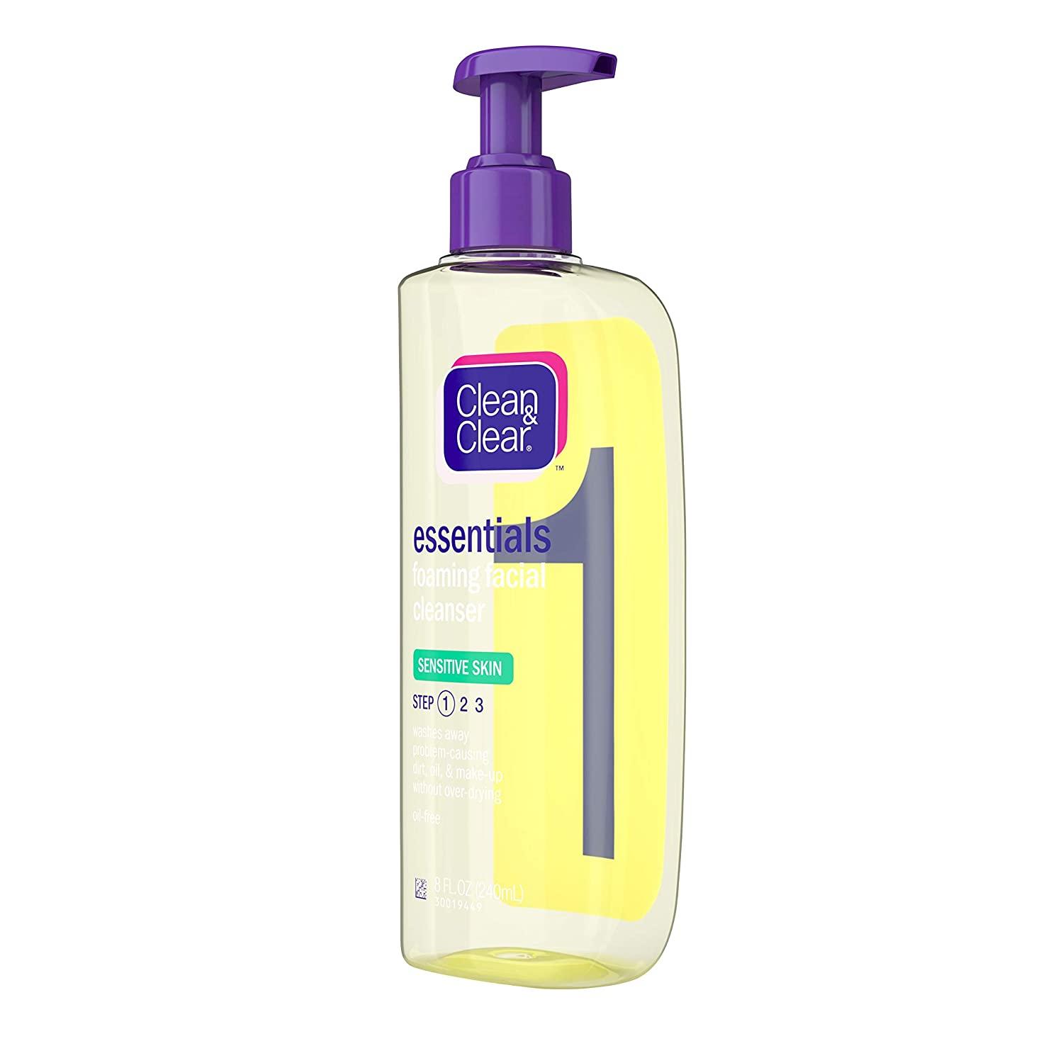 Clean & Clear Essentials Foaming Facial Cleanser for Sensitive Skin ...