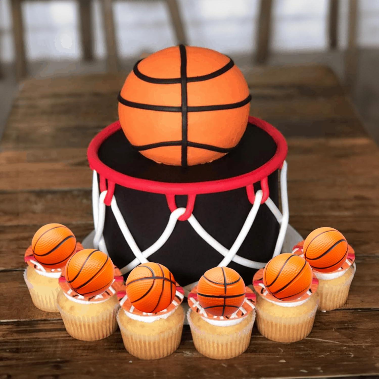 Ephlyn 10 Pack 3D Basketball Cupcake Toppers Basketball Cake Toppers ...