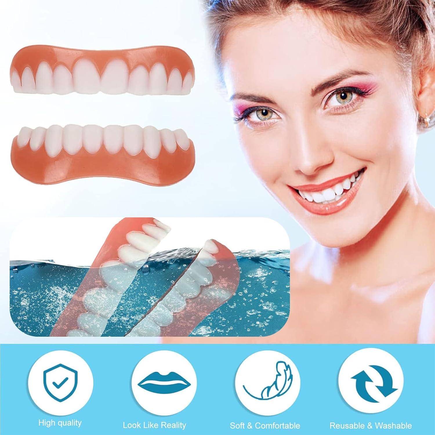 2 Pairs of Cosmetic False Teeth Veneers | Temporary Dentures ...