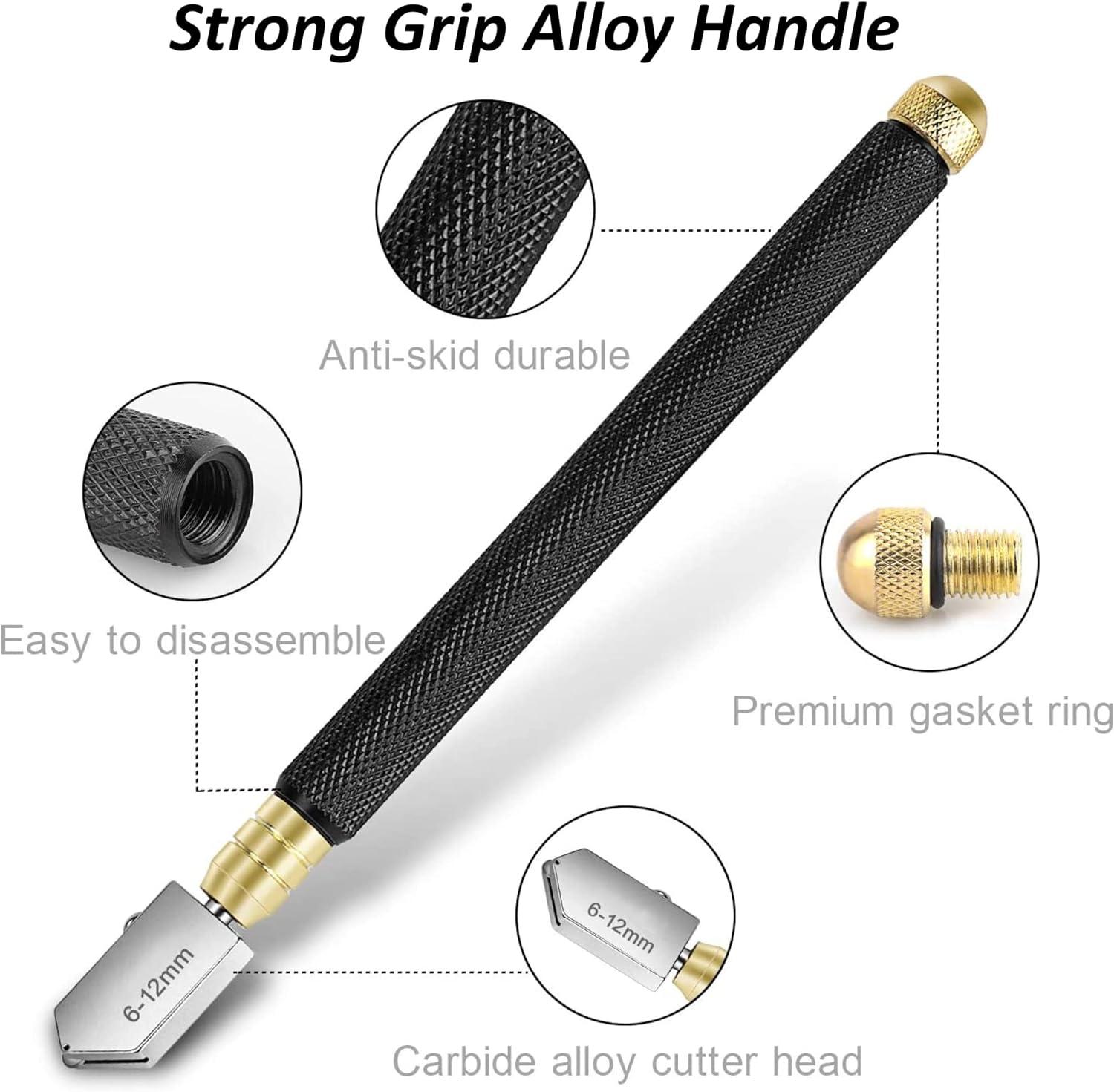 Professional Glass Cutter - Upgraded Diamond Tipped Tool with Carbide ...