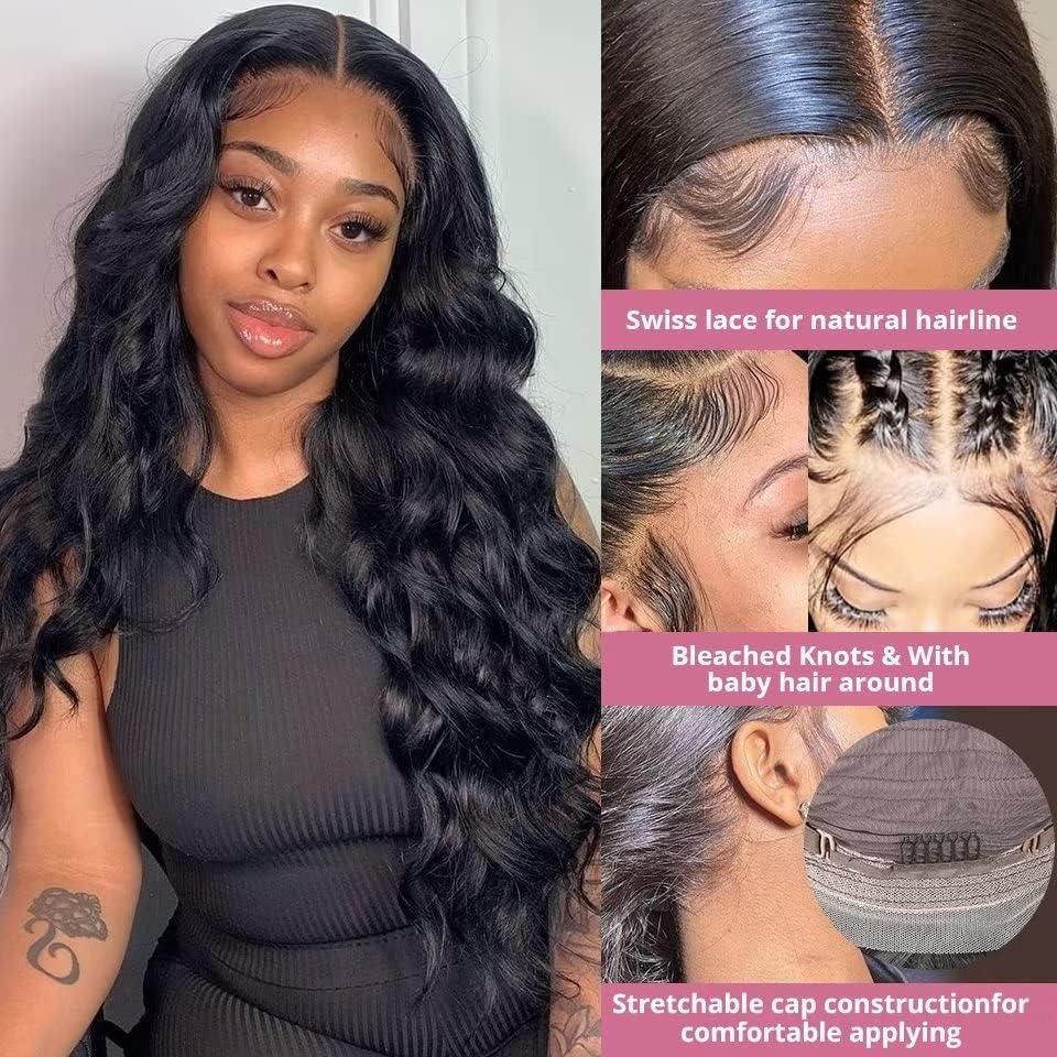 Bele Body Wave 30 inch 13x4 Transparent Lace Front Wig Brazilian Human ...