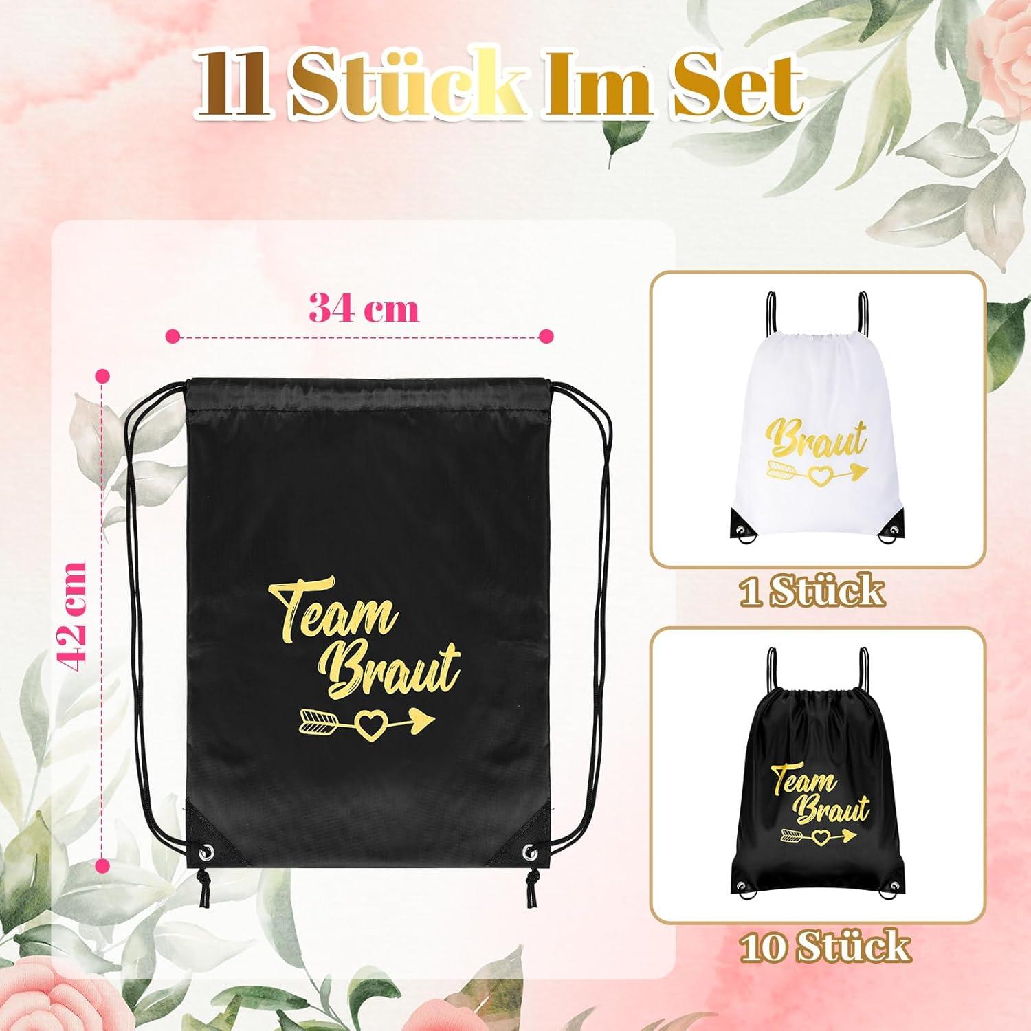 11 Pieces Team Bride Gym Bag Set | Drawstring Backpack for Bridal Party ...