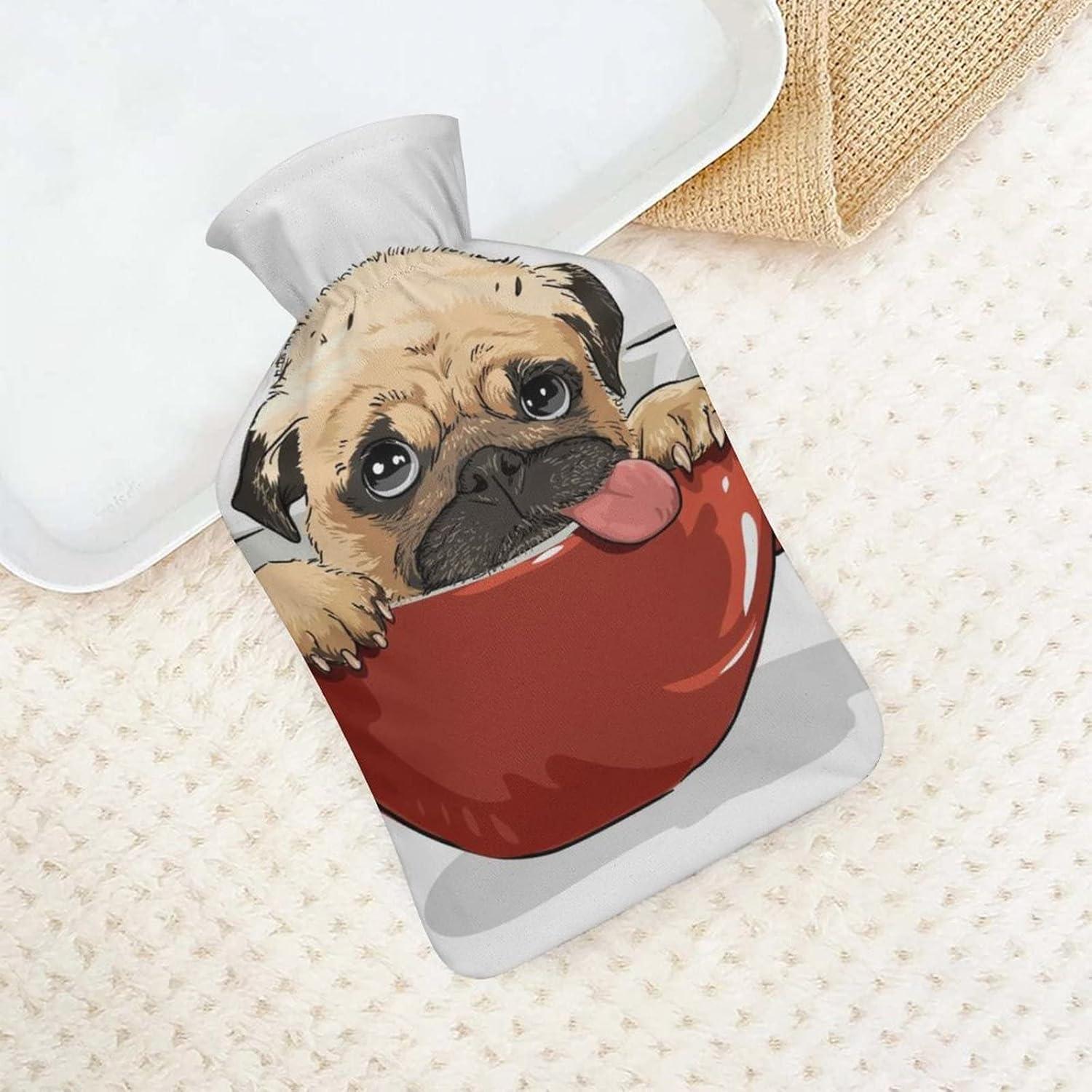 Buy Pug Dog Hot Water Bottle with Plush Cover - Hand Warmer for Adults ...