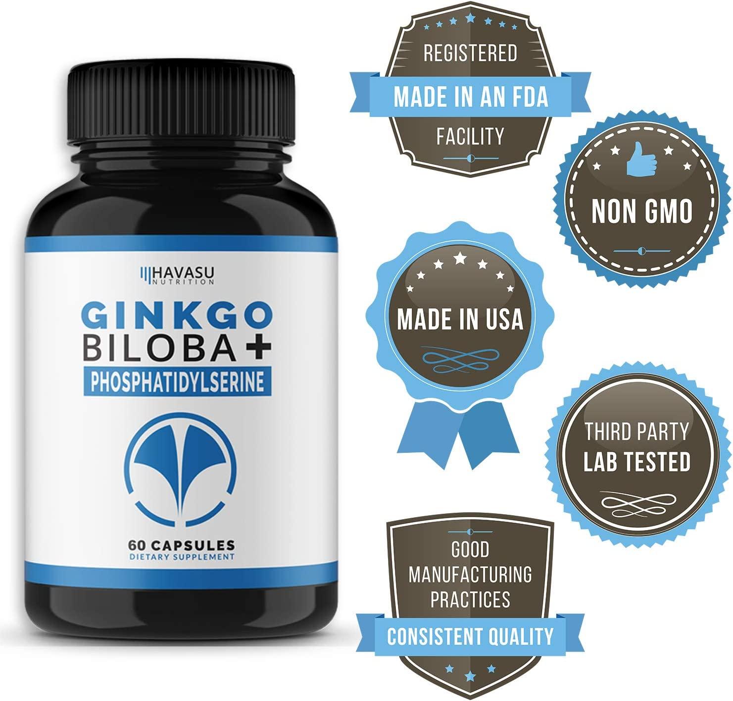 Havasu Nutrition Ginkgo Biloba Non-GMO 120mg, Supports Brain Health ...