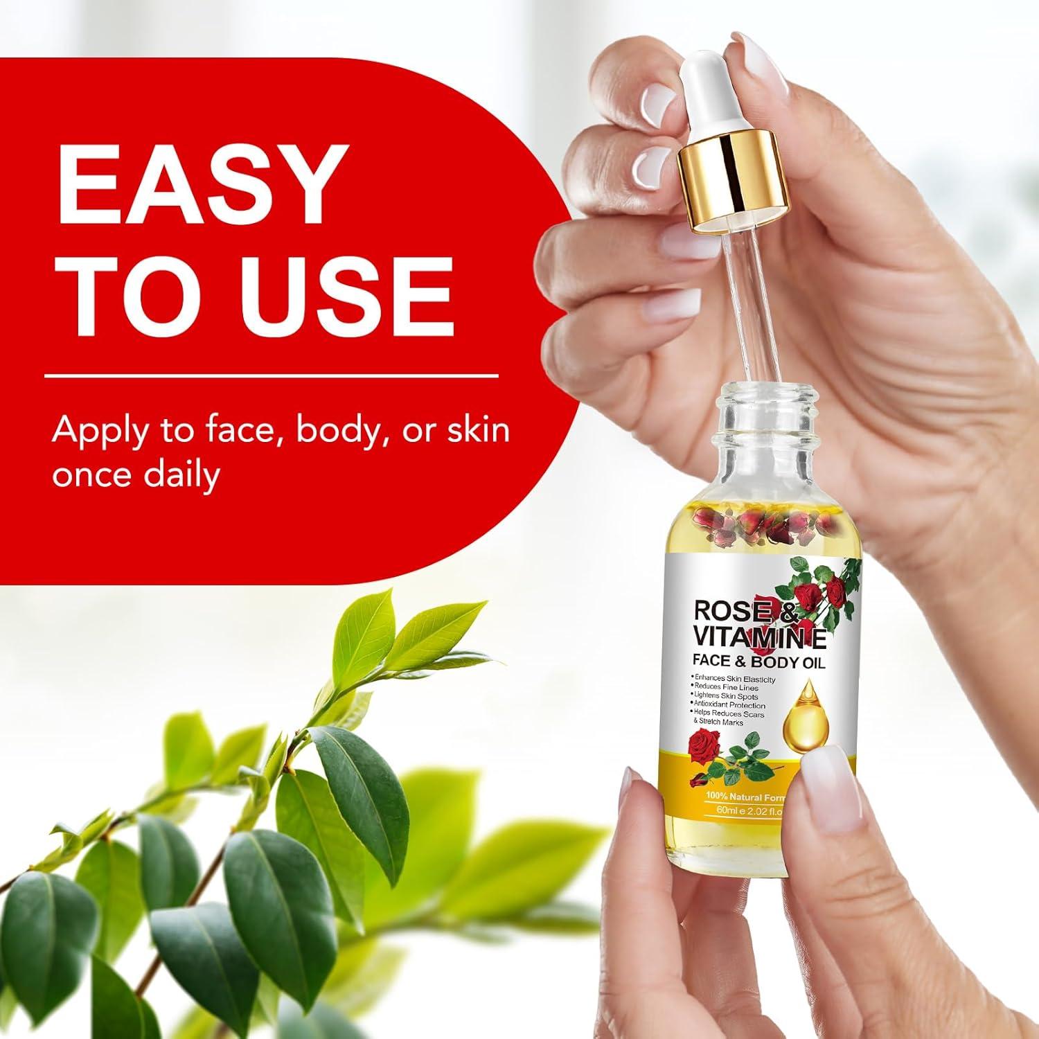 Vitamin E Oil Rose Vitamin E Face & Body Oil for Skin Hair Nails and ...