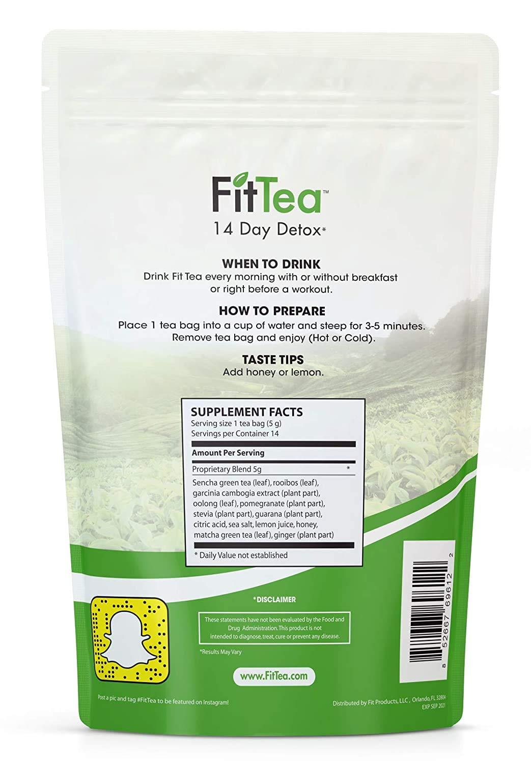 Fit Tea 14 Day Detox Tea for Weight Loss - Clinically Tested Slim Tea ...