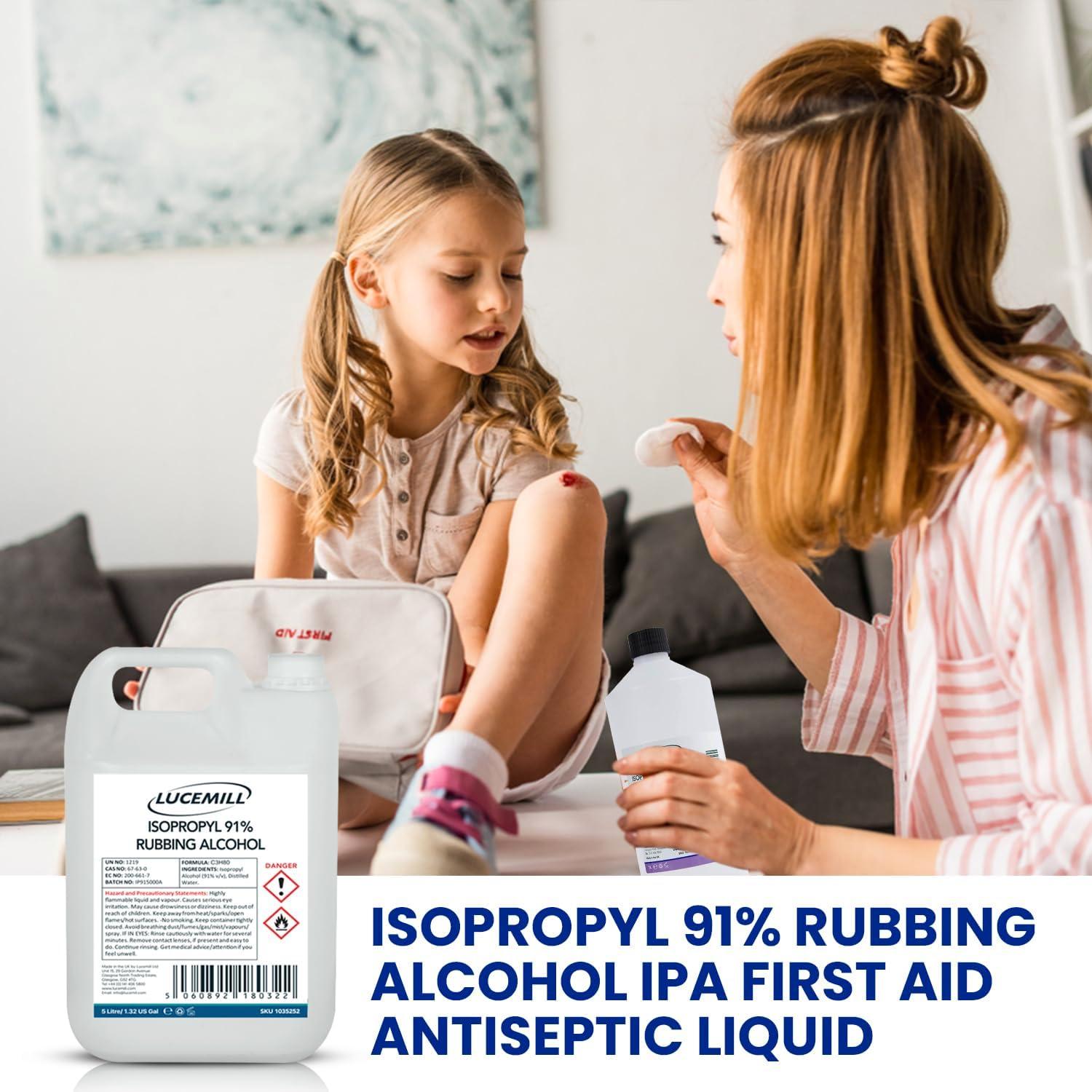 5 Litre Isopropyl 91% Rubbing Alcohol IPA First Aid Antiseptic Liquid 5 ...