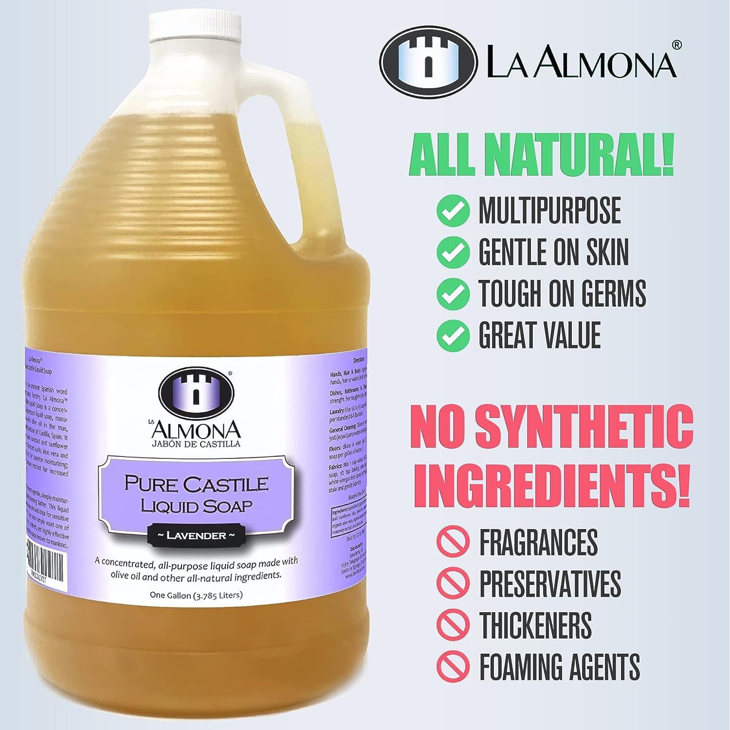 La Almona Lavender Castile Liquid Soap 1 Gallon - All-Natural ...