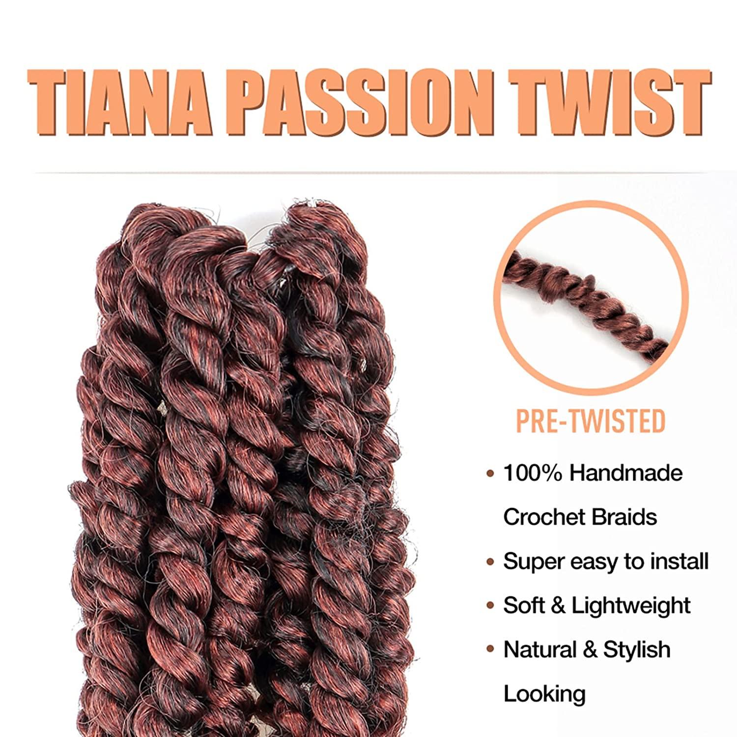Tiana 10 Inch Passion Twist Hair - 7 Packs Orange Pre-Twisted Crochet ...