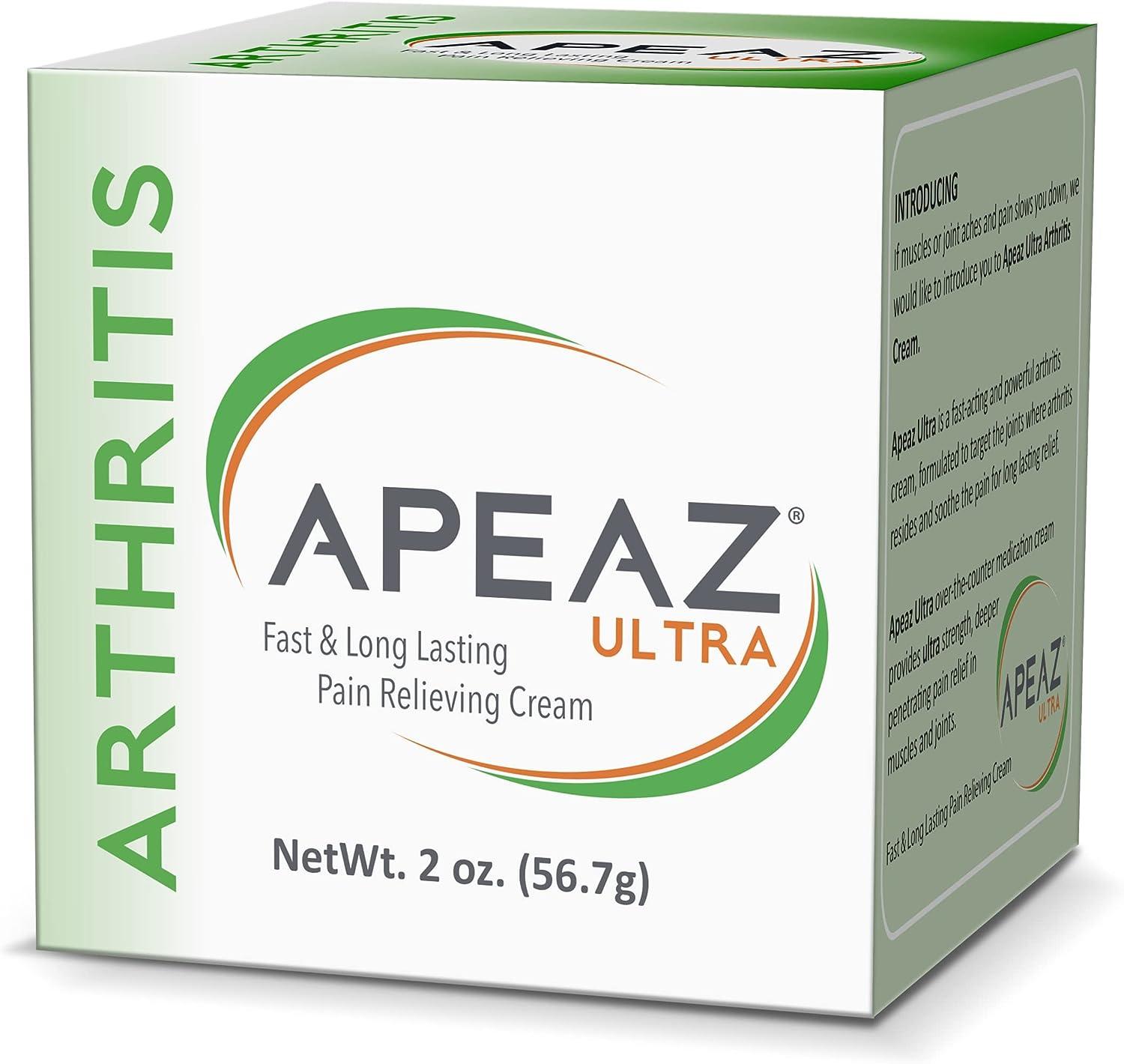 Apeaz Arthritis Pain Relief Cream (2oz) with Menthol, MSM & Camphor ...