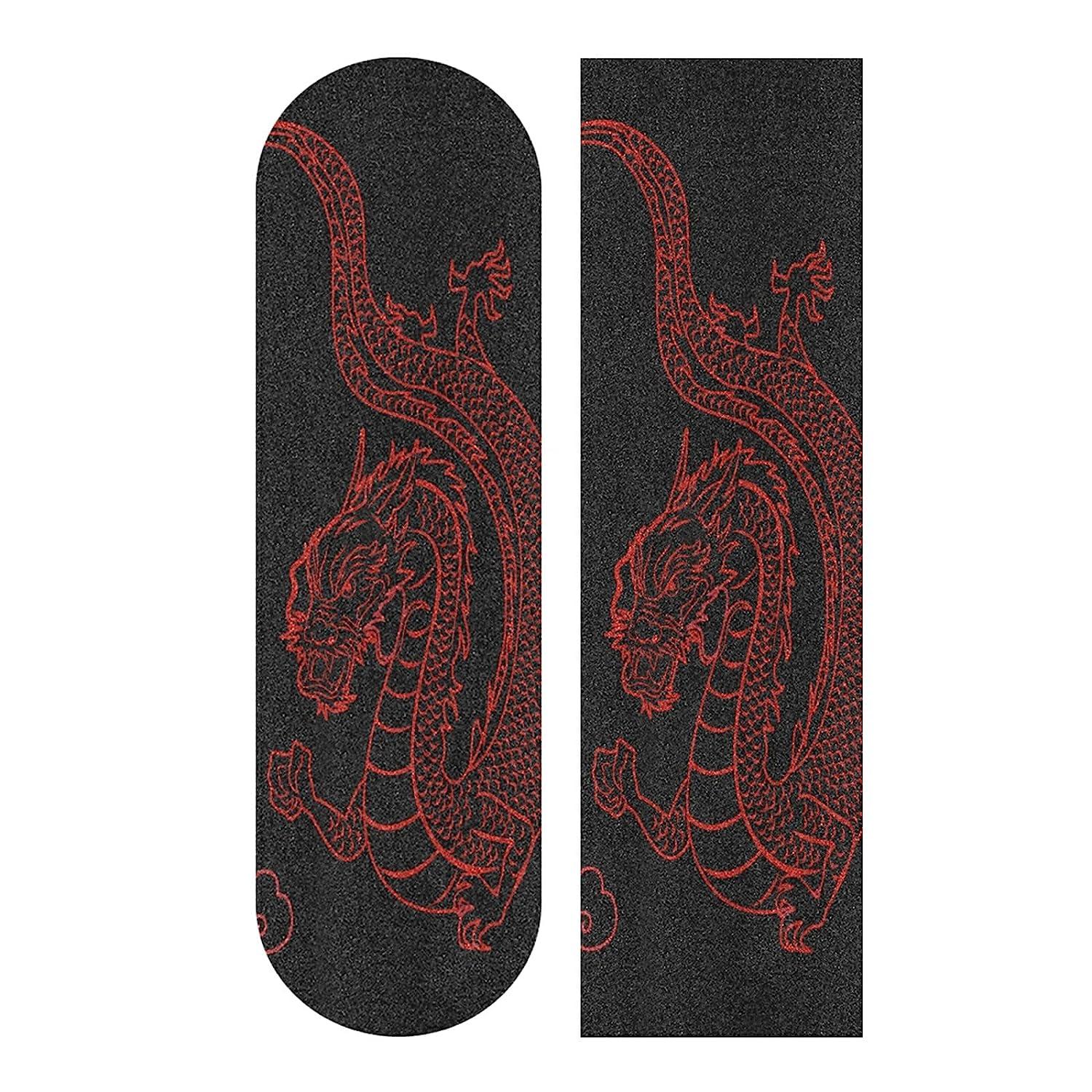 Black Red Dragon Skateboard Grip Tape | Waterproof Grip Tape for ...