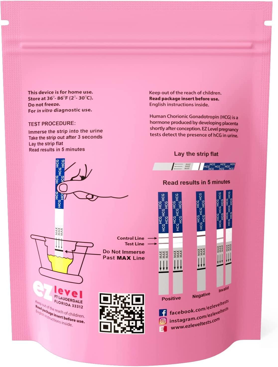 EZ Level 100 Pregnancy Test Strips - 100 Count | Fast & Accurate ...