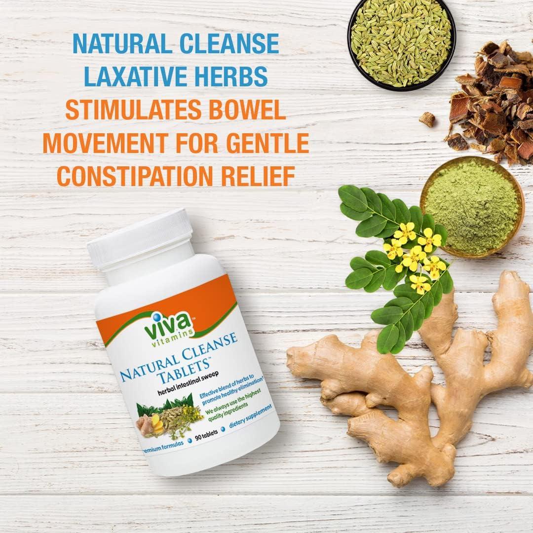 Viva Vitamins Natural Cleanse Tablets - Herbal Intestinal Sweep for ...