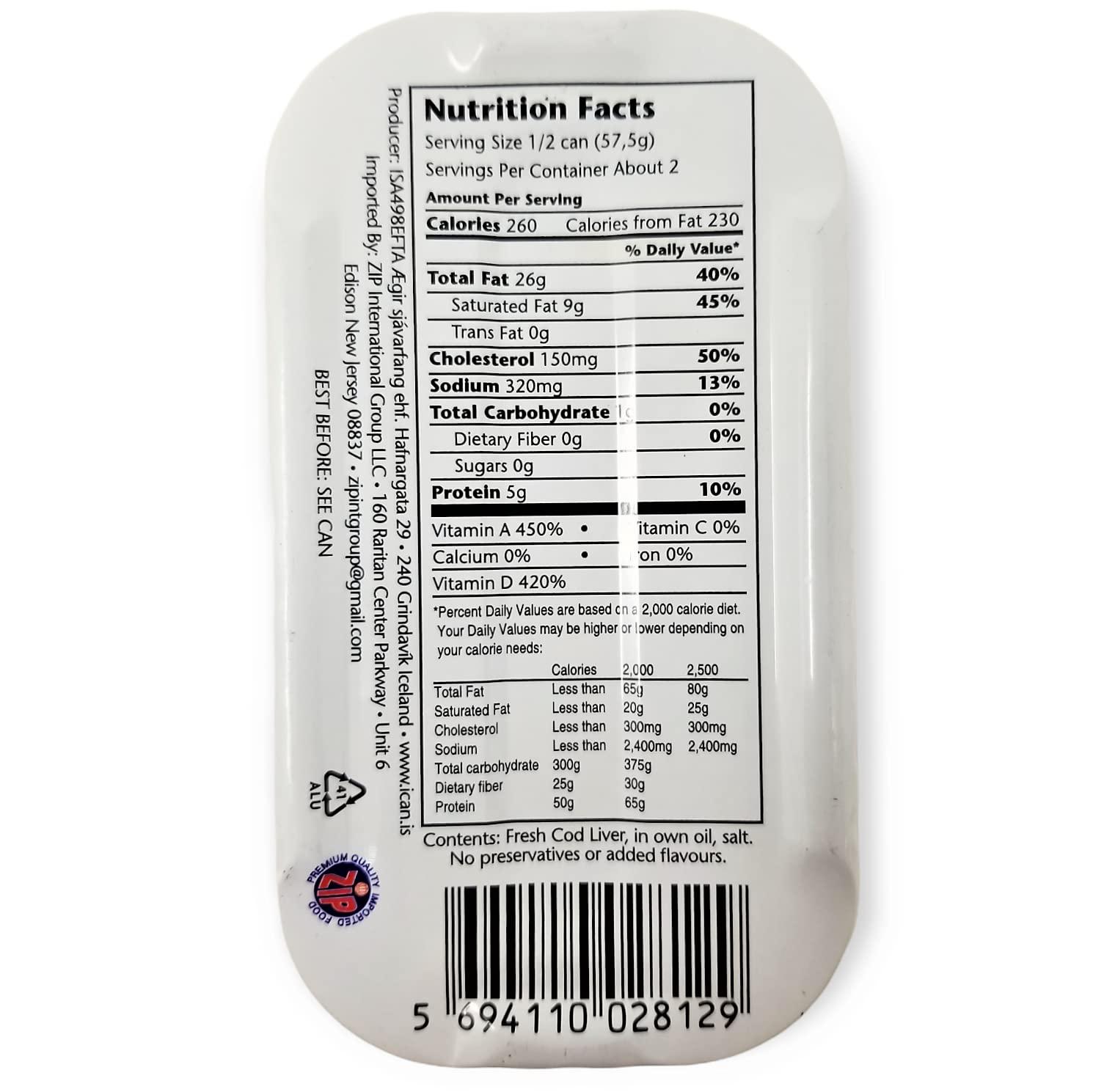 Ican Icelandic Wild Cod Liver 4.06oz/115g Pack of 3 - 4.27 Ounce (Pack ...