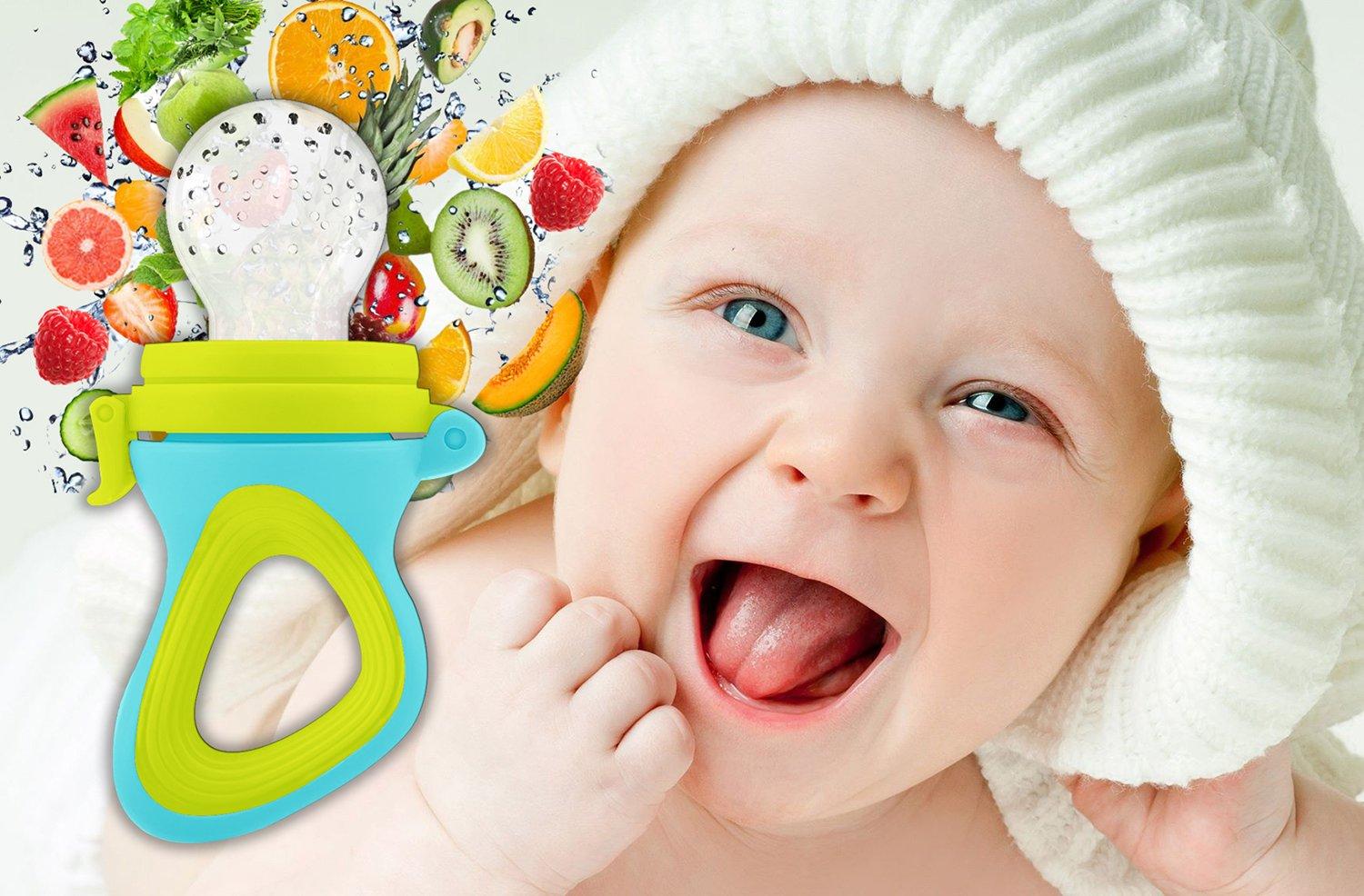 Baby Food Feeder 2 Pack Fruit Pacifier Set | 6 Silicone Pacifiers ...
