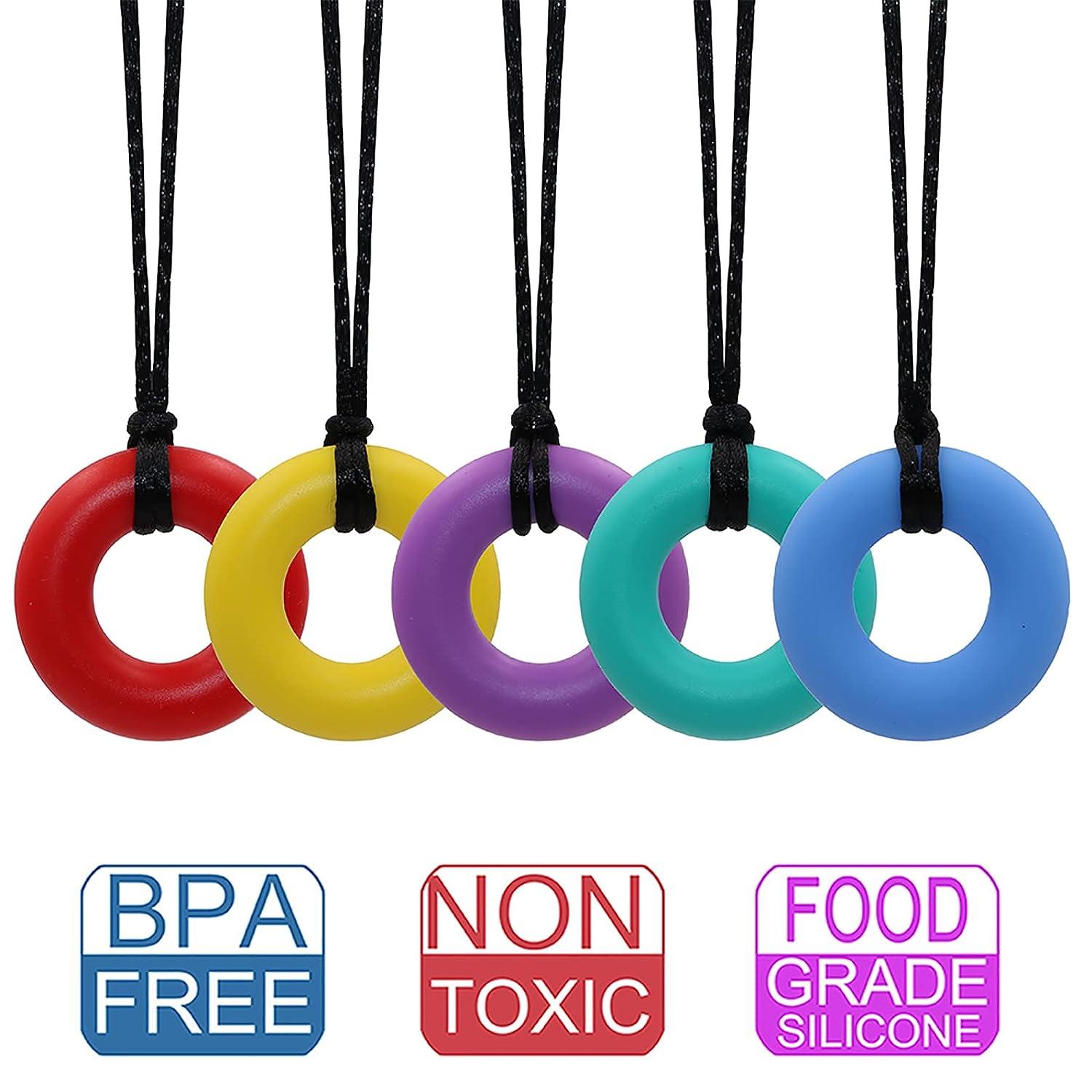 Sensory Chew Necklace 5 Pack - Silicone Chewy Toys for Children ...